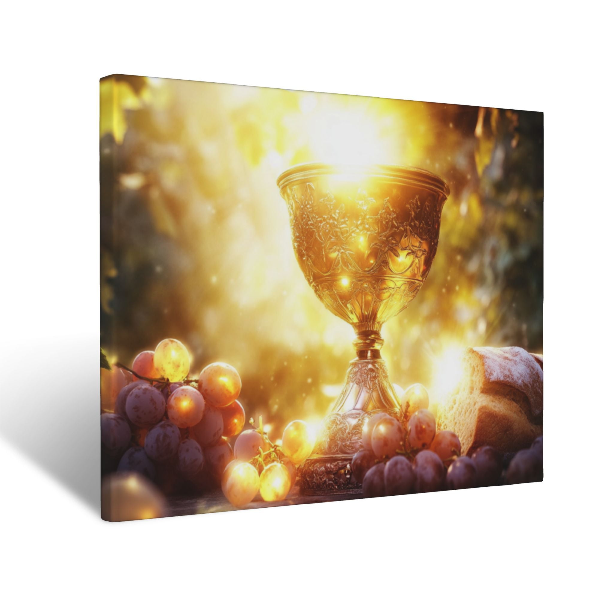 CozyNet Glowing Chalice Surrounded By Radiant Grapes & Bread ...