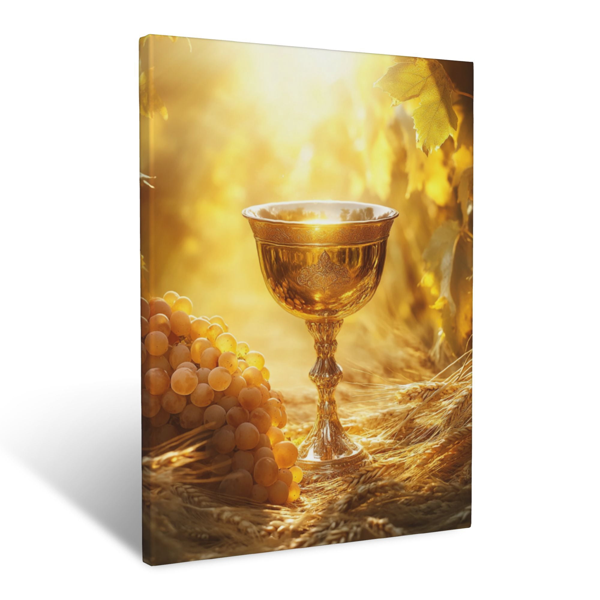 CozyNet Glowing Chalice Surrounded By Golden Grapes And Wheat Under ...