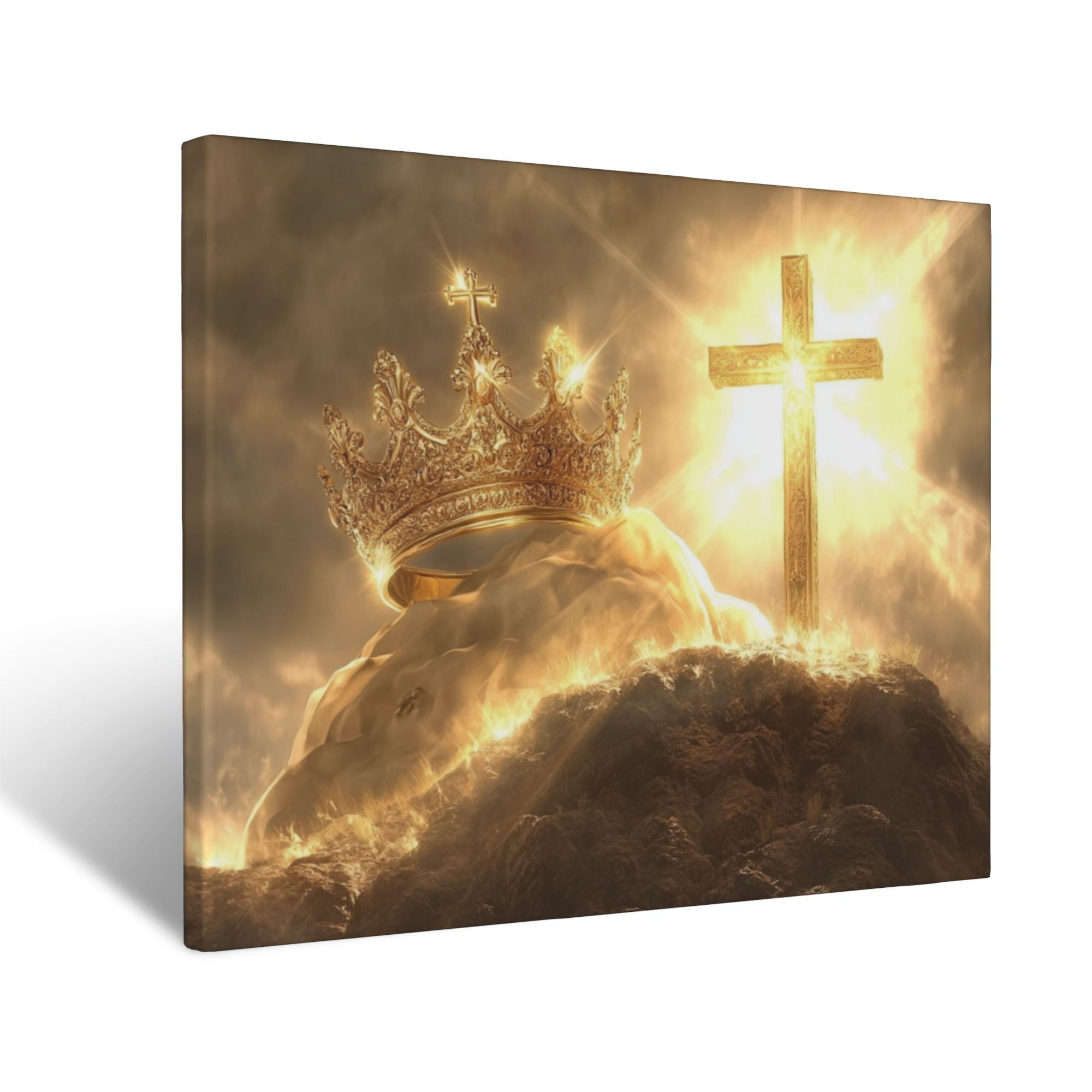 CozyNet Glowing Crown Glowing In Radiant Light Beside A Golden Cross On ...