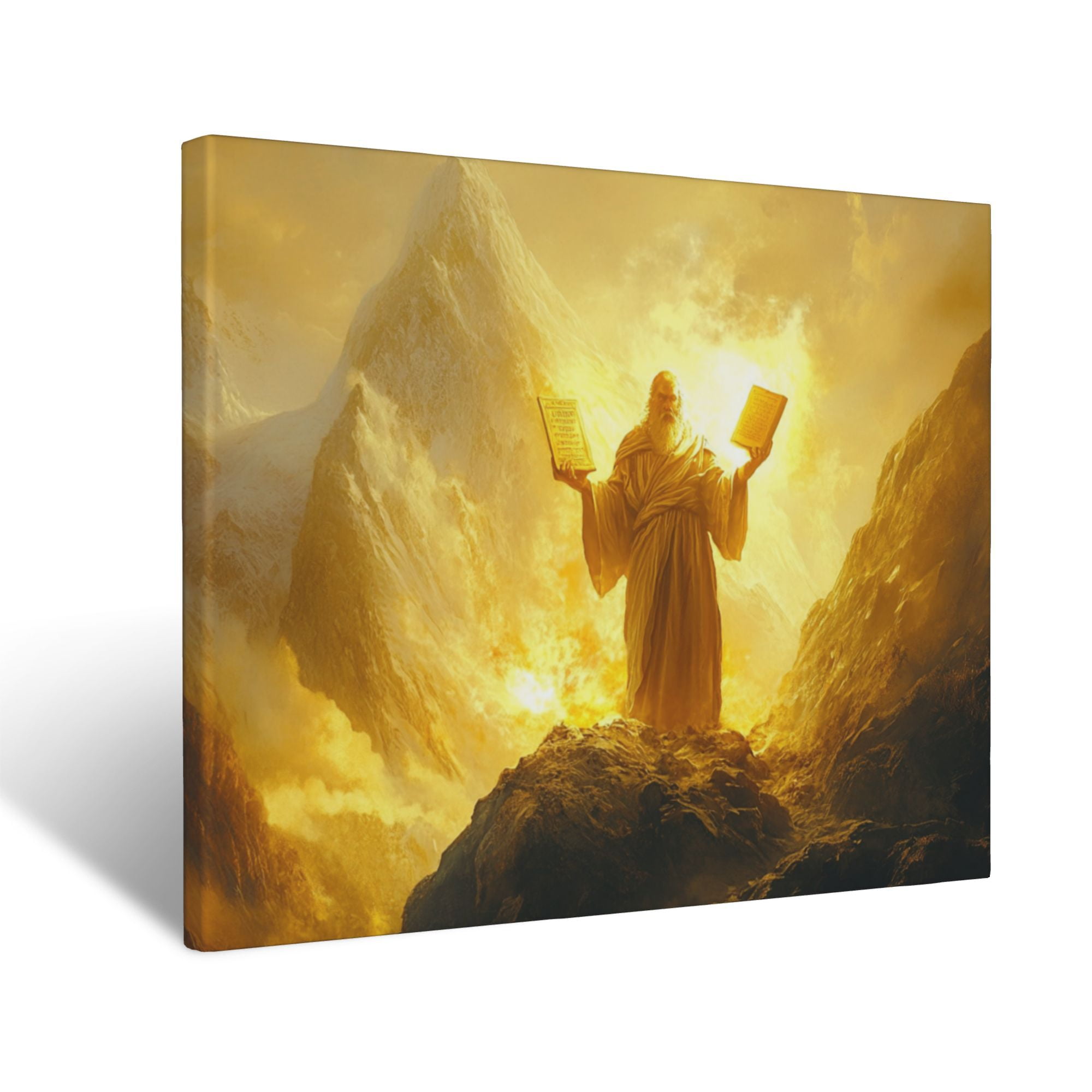 CozyNet Glowing Depiction Of Moses Holding The Ten Commandments On A ...