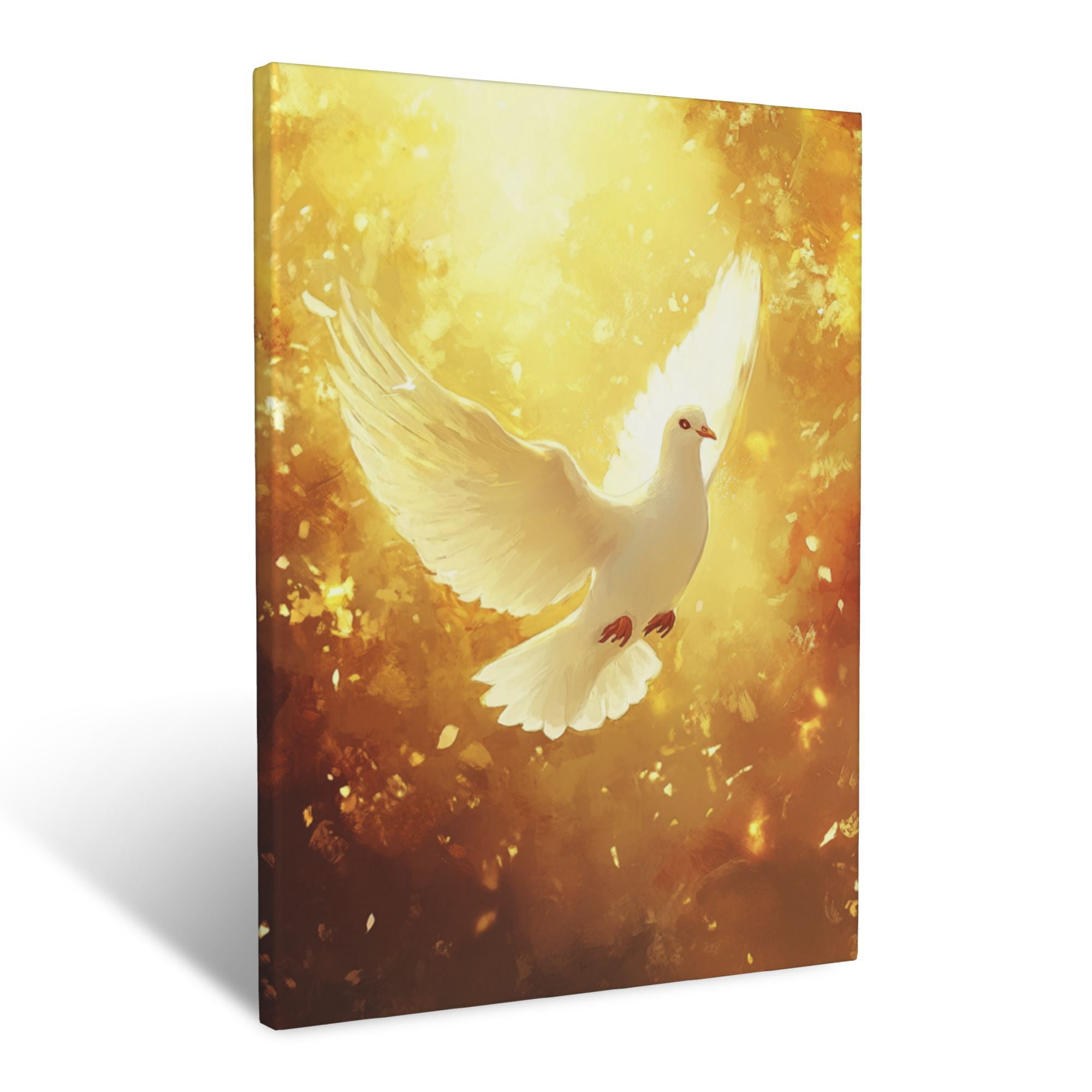 CozyNet A Glowing Dove Ascending Into A Bright Golden Sky, Symbolizing ...