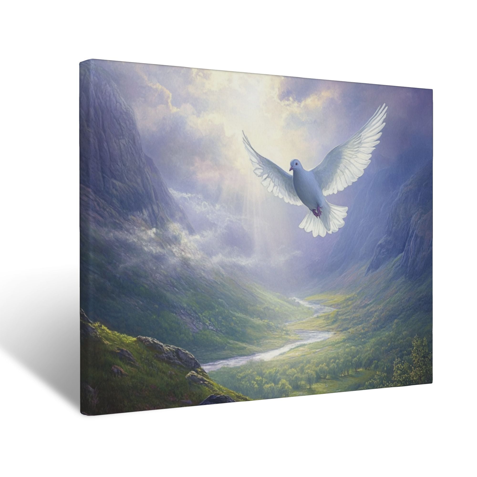 CozyNet Glowing Dove Soaring Above A Peaceful Valley, Symbolizing Grace ...