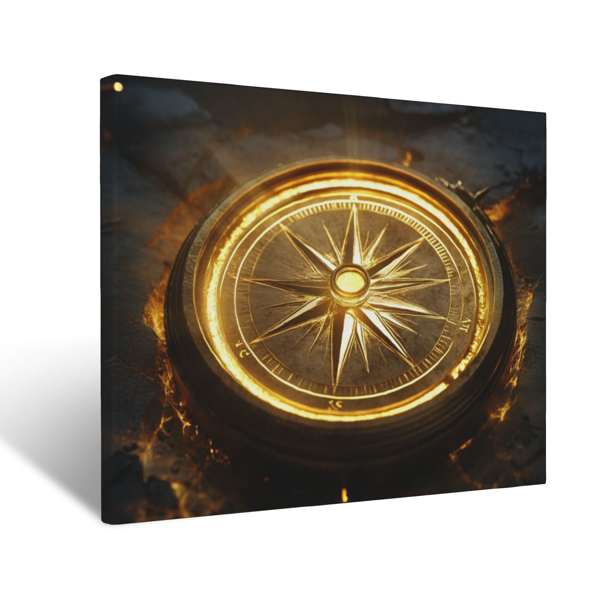 CozyNet Glowing Golden Compass With Divine Rays, Symbolizing Guidance ...