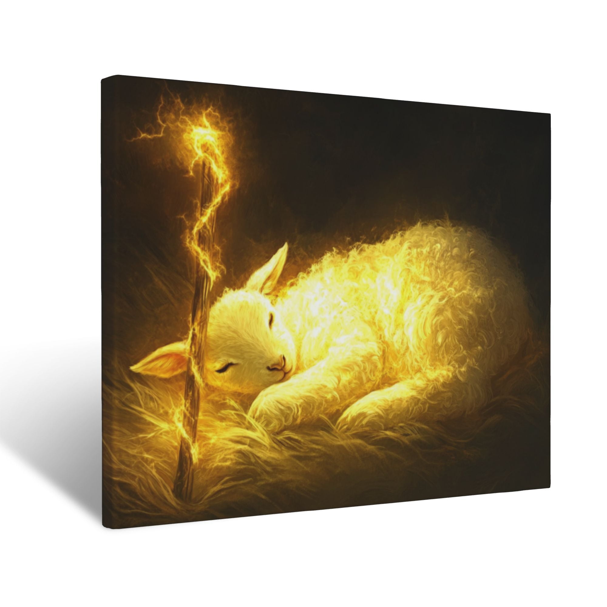CozyNet Glowing Lamb Lying Beside A Radiant Shepherd Staff Tender Image ...