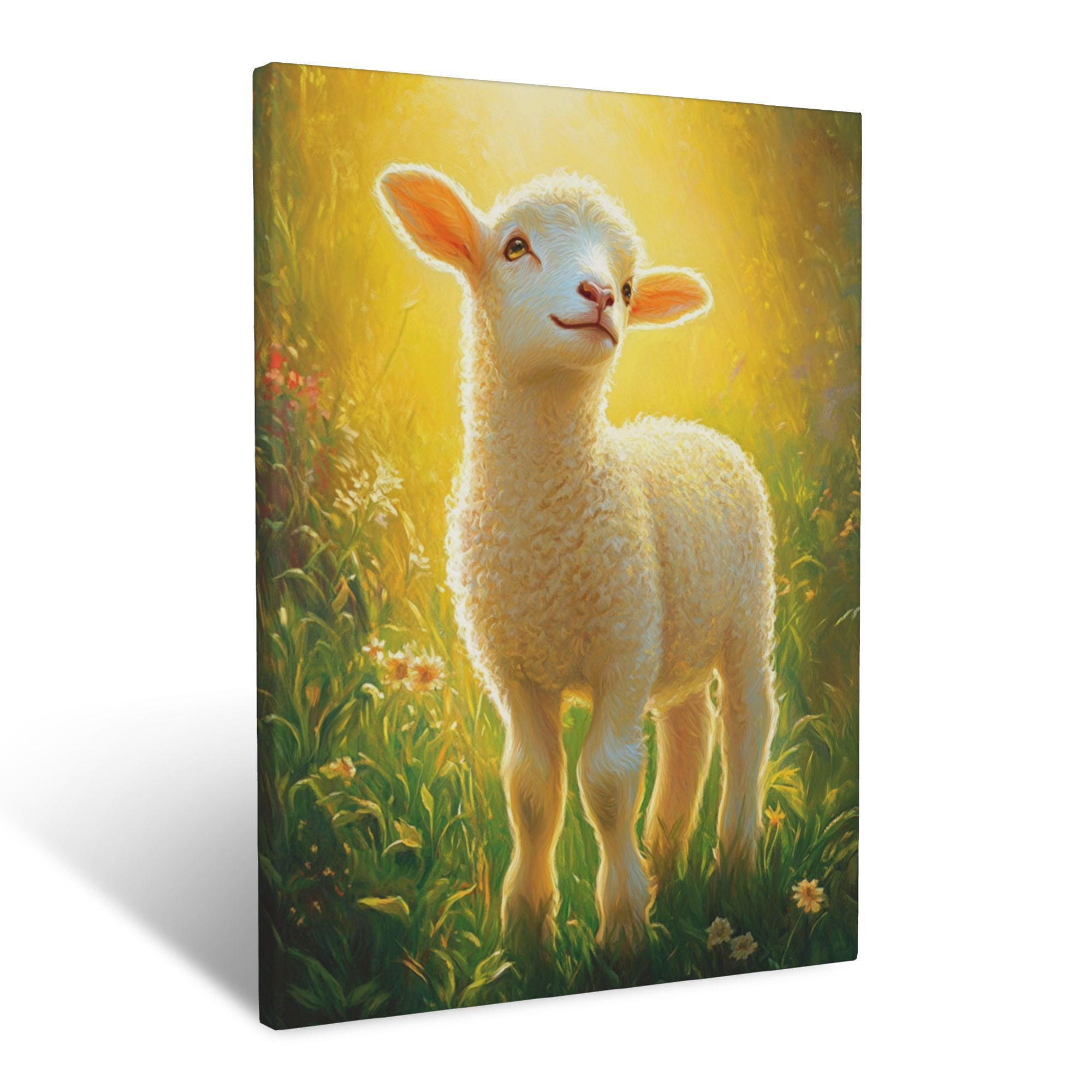 CozyNet Glowing Lamb Standing In A Green Meadow Under Golden Sunlight ...