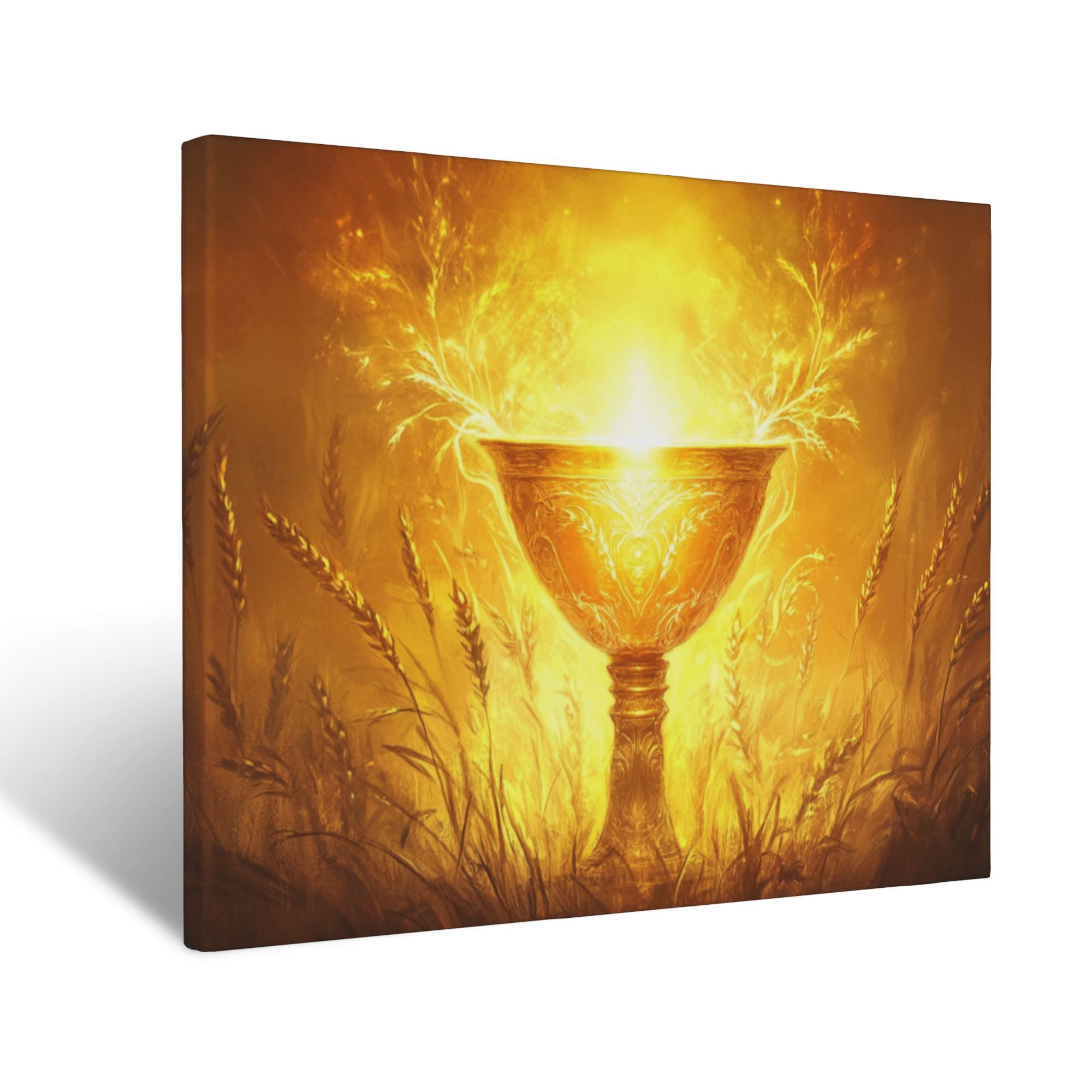 CozyNet Glowing Radiant Chalice With Vines And Wheat Symbolizing Divine ...