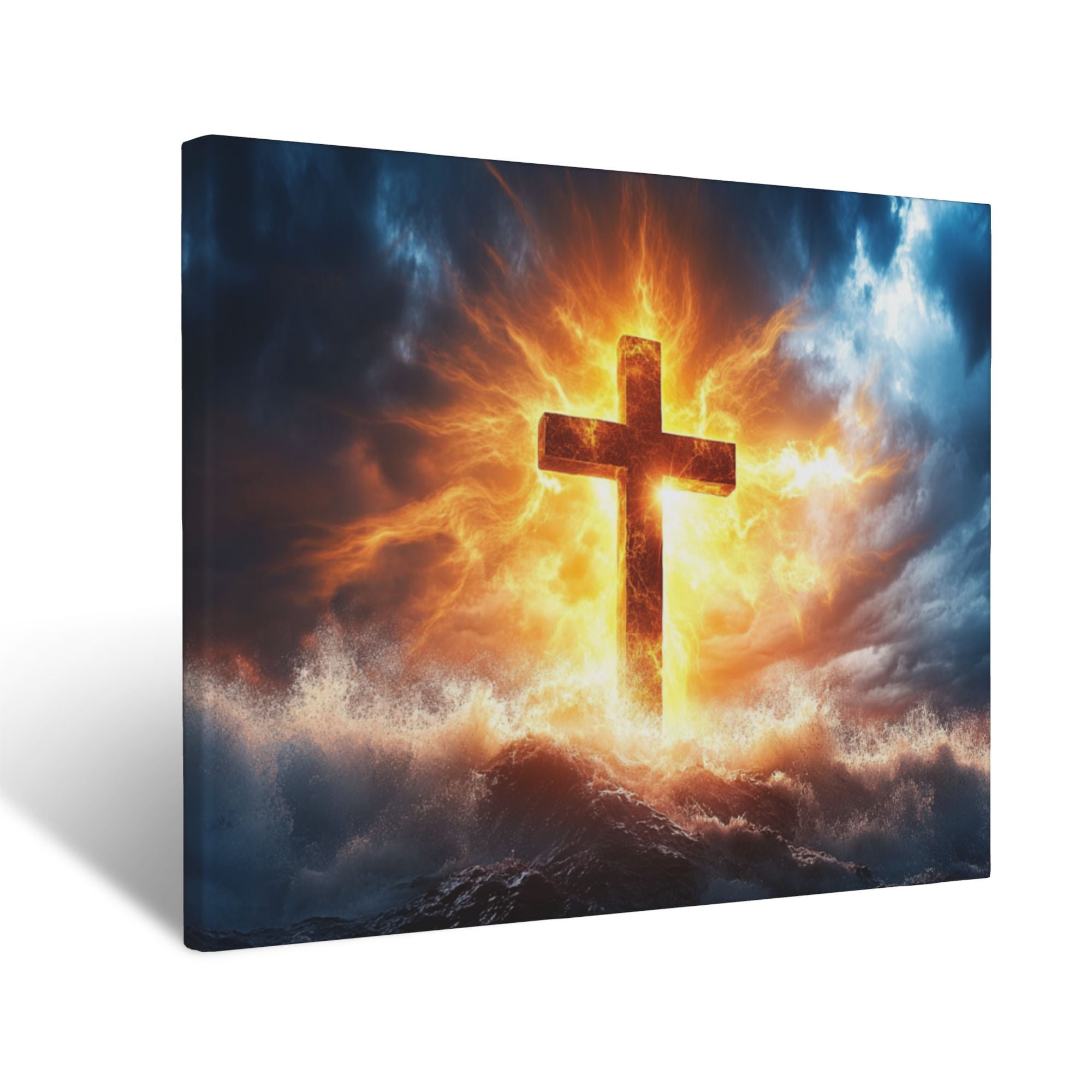 CozyNet Glowing Radiant Cross Breaking Through A Stormy Sky With Golden ...