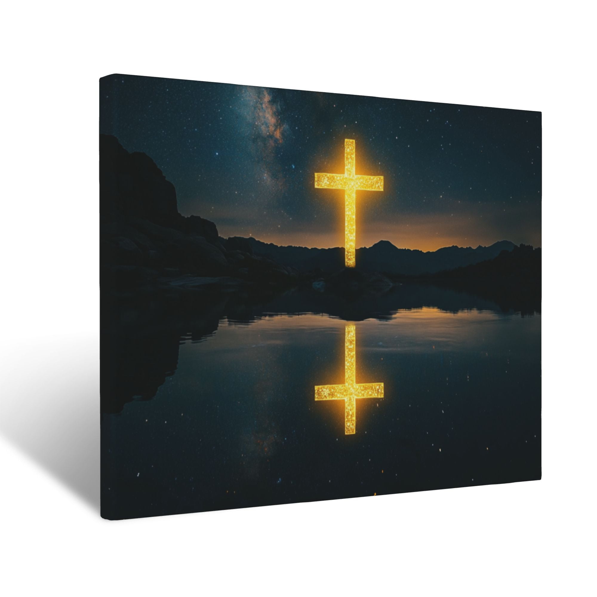 CozyNet Glowing Radiant Cross Reflected In Tranquil Waters Under A ...