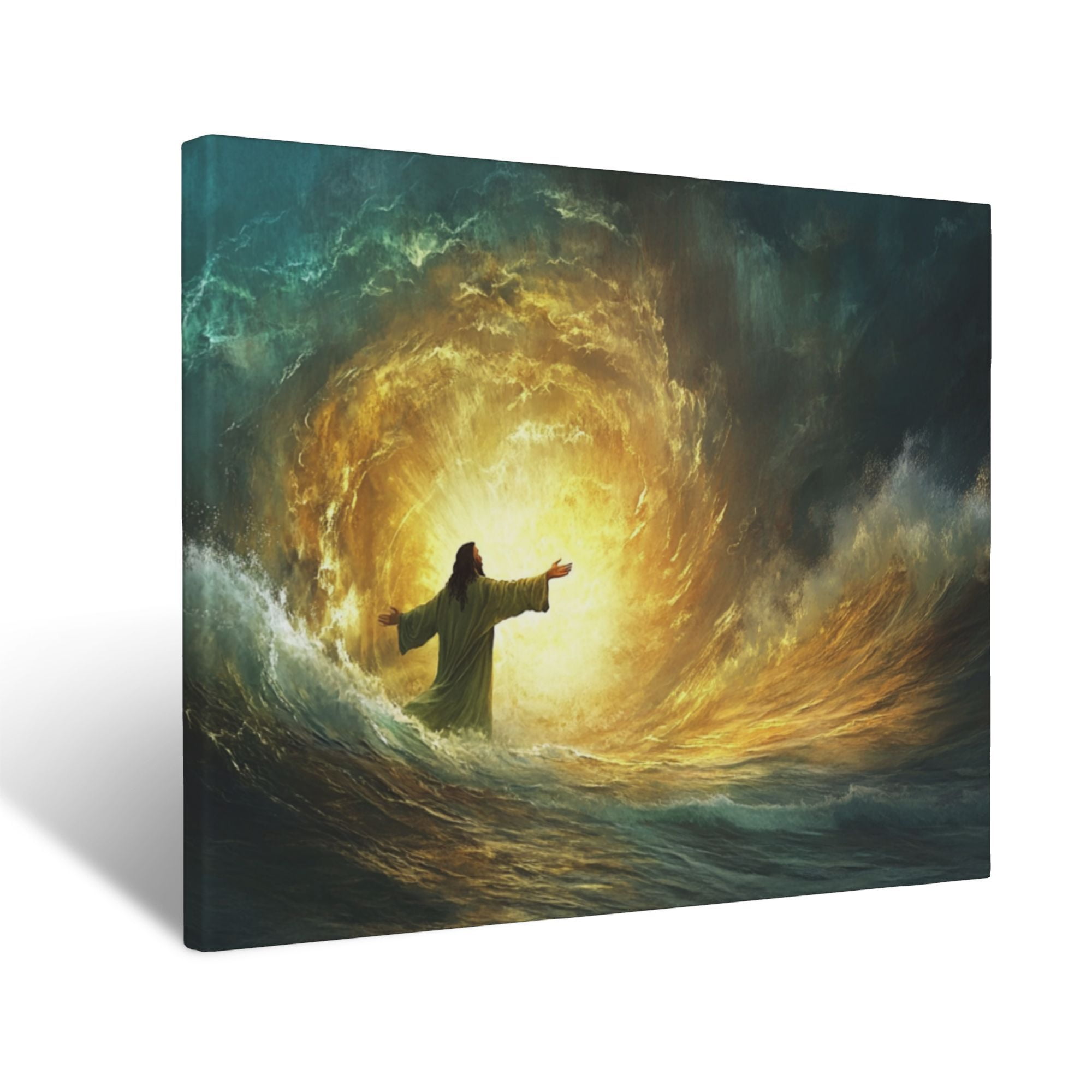 CozyNet Glowing Radiant Depiction Of Jesus Calming A Storm With His Divine Presence Wall Art ...