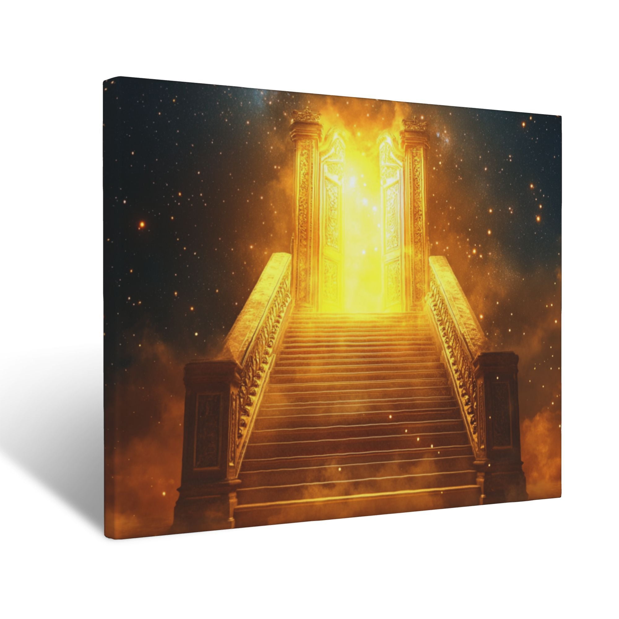 CozyNet Glowing Staircase Glowing Upward To Radiant Golden Gates Under ...