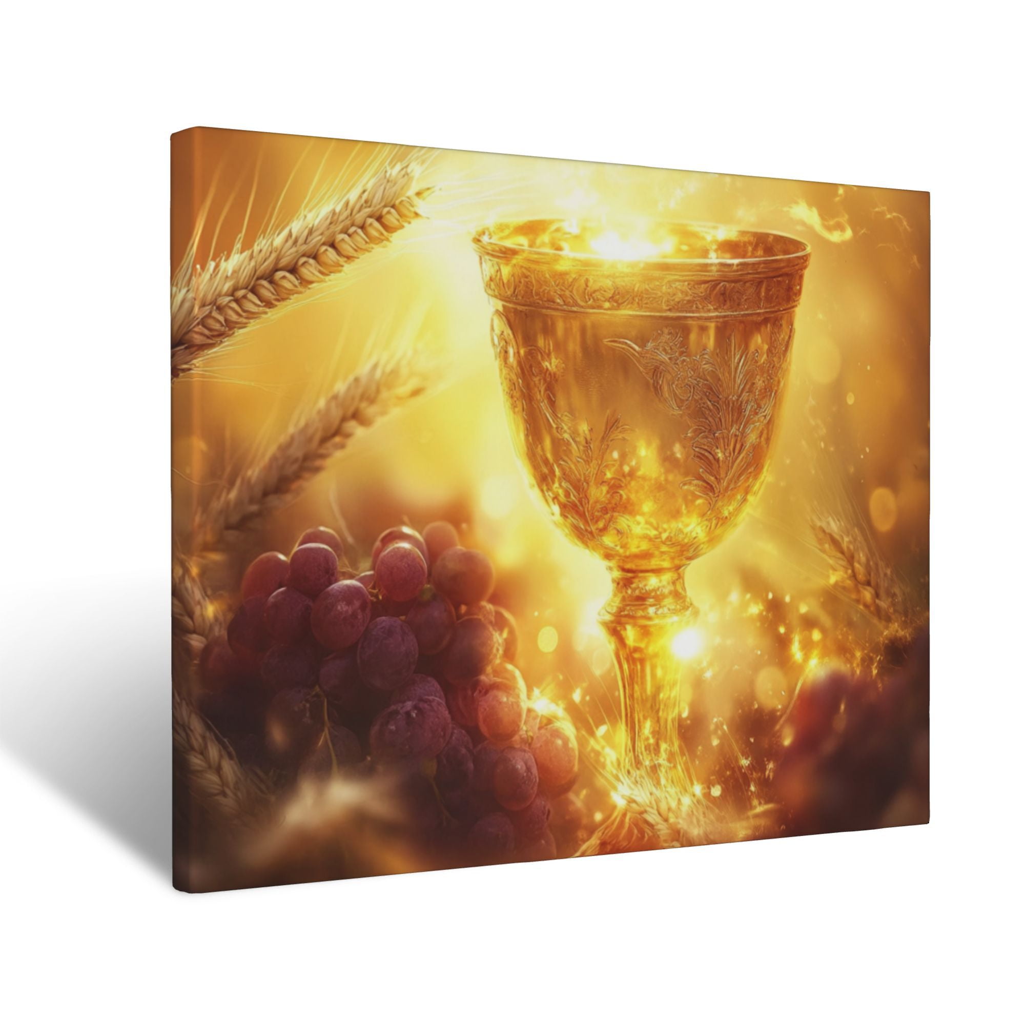 CozyNet Golden Chalice Glowing With Light, Surrounded By Wheat And ...