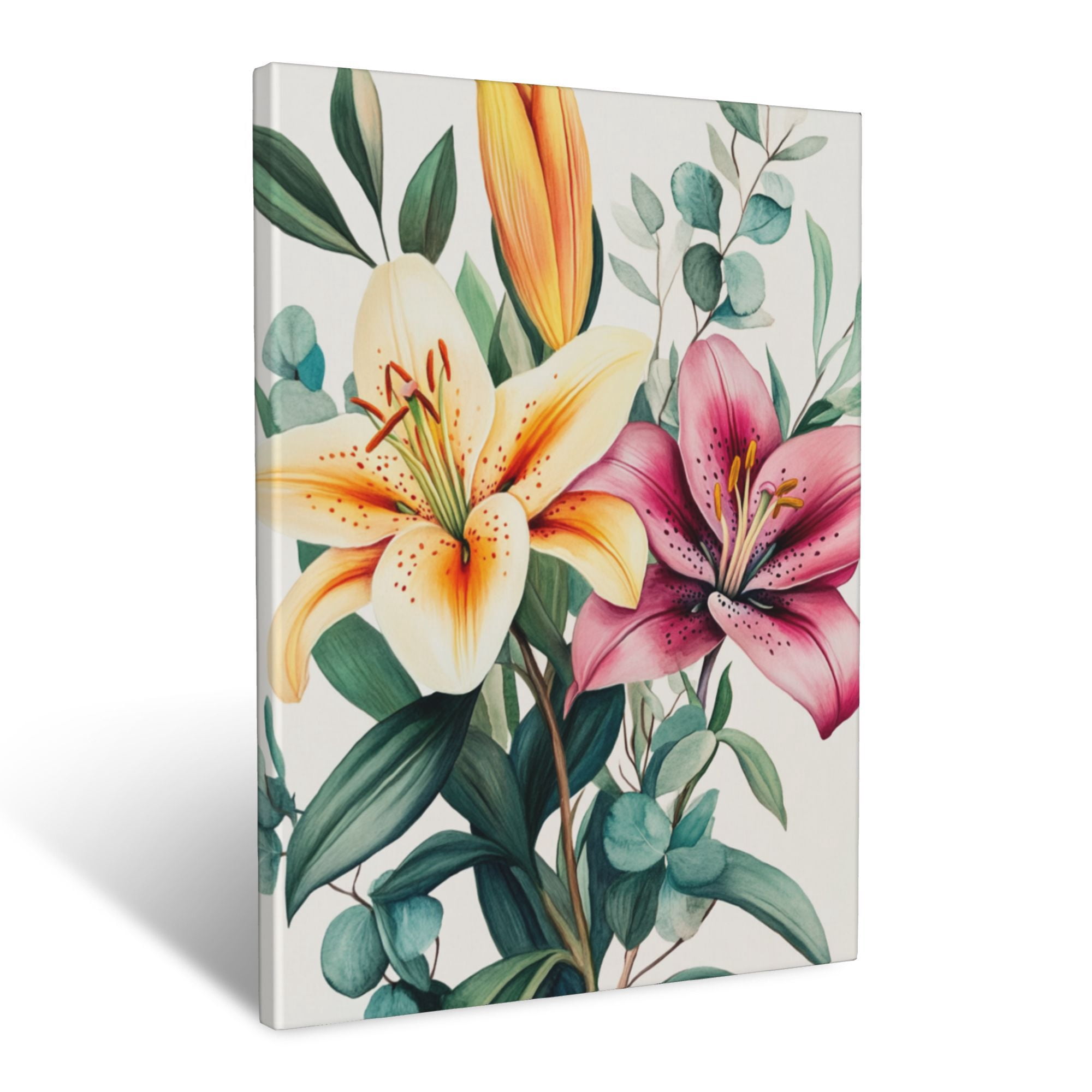 CozyNet Hand Painted Botanical Art With Vibrant Lilies And Eucalyptus ...