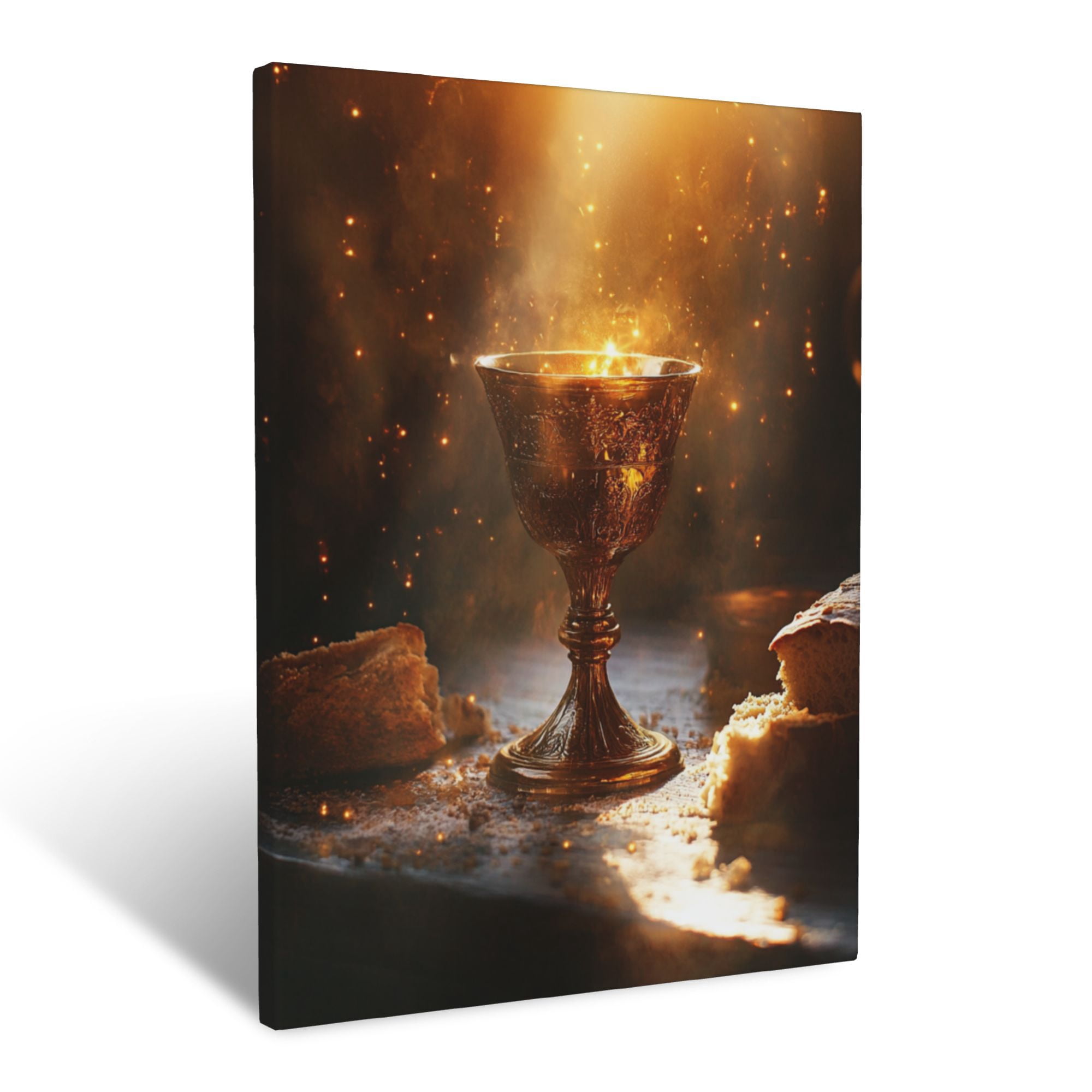 CozyNet Holy Chalice On A Table With Bread, Surrounded By Glowing Light ...