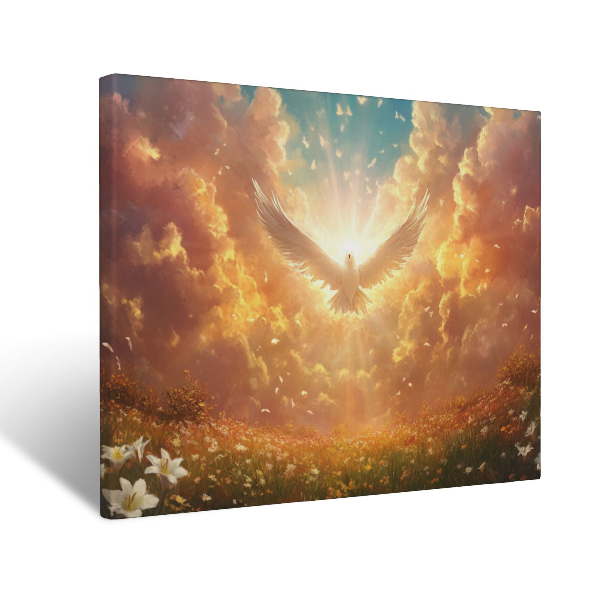 CozyNet Holy Spirit Glowing In Radiant Clouds, Spreading Peace Over A ...