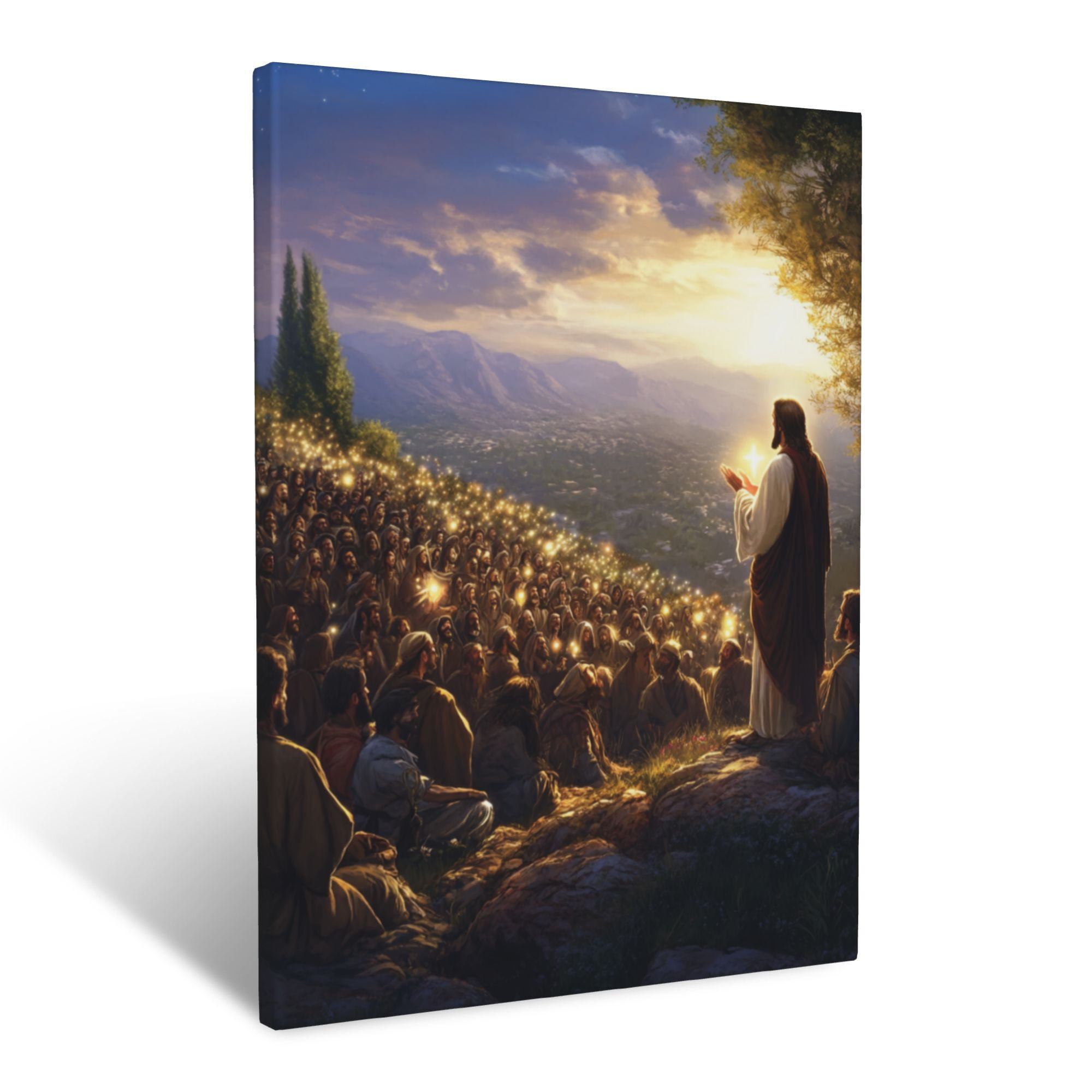 CozyNet Jesus Blessing A Glowing Crowd Of Followers On A Hillside ...