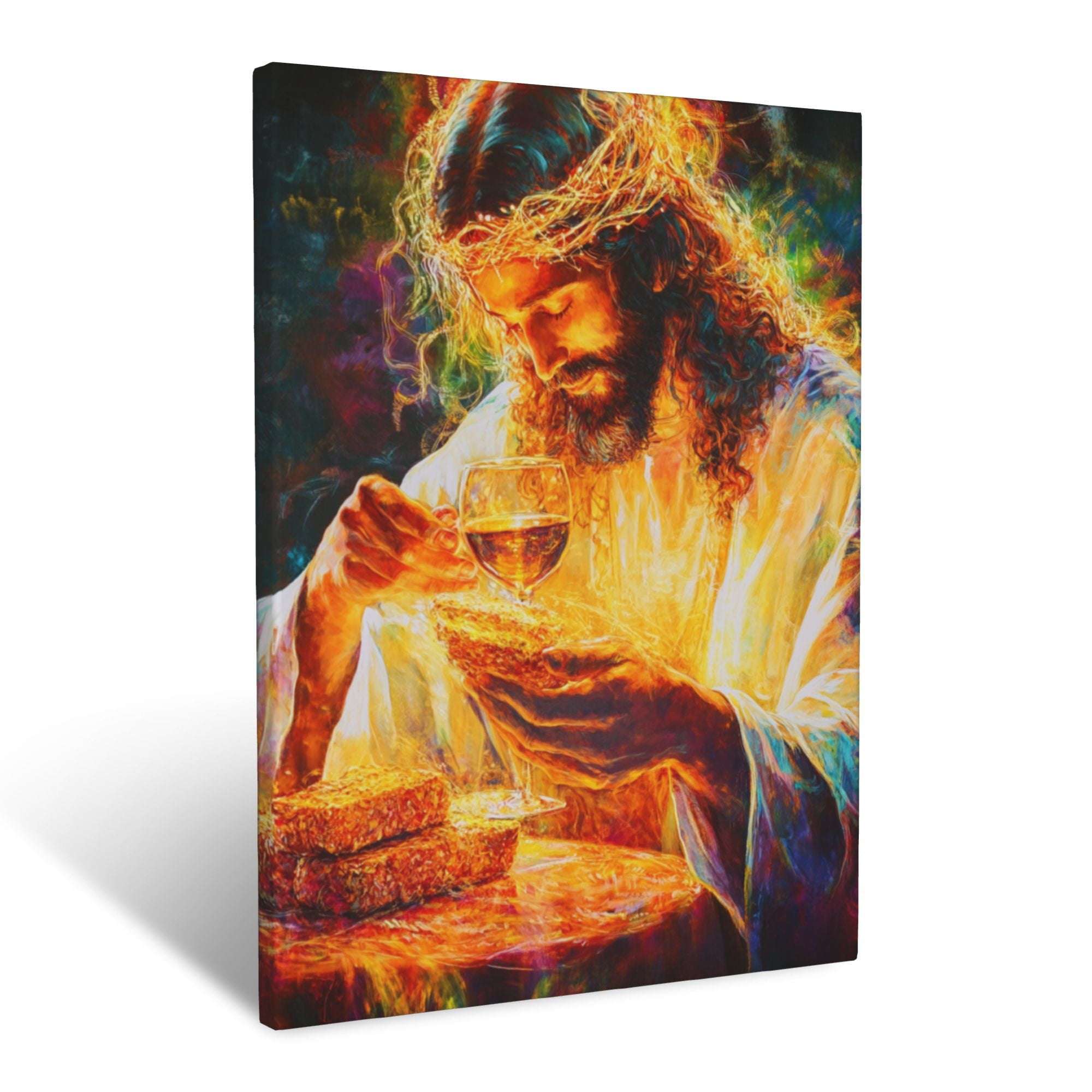 CozyNet Jesus Blessing Bread And Wine Glowing Details & Sacred ...