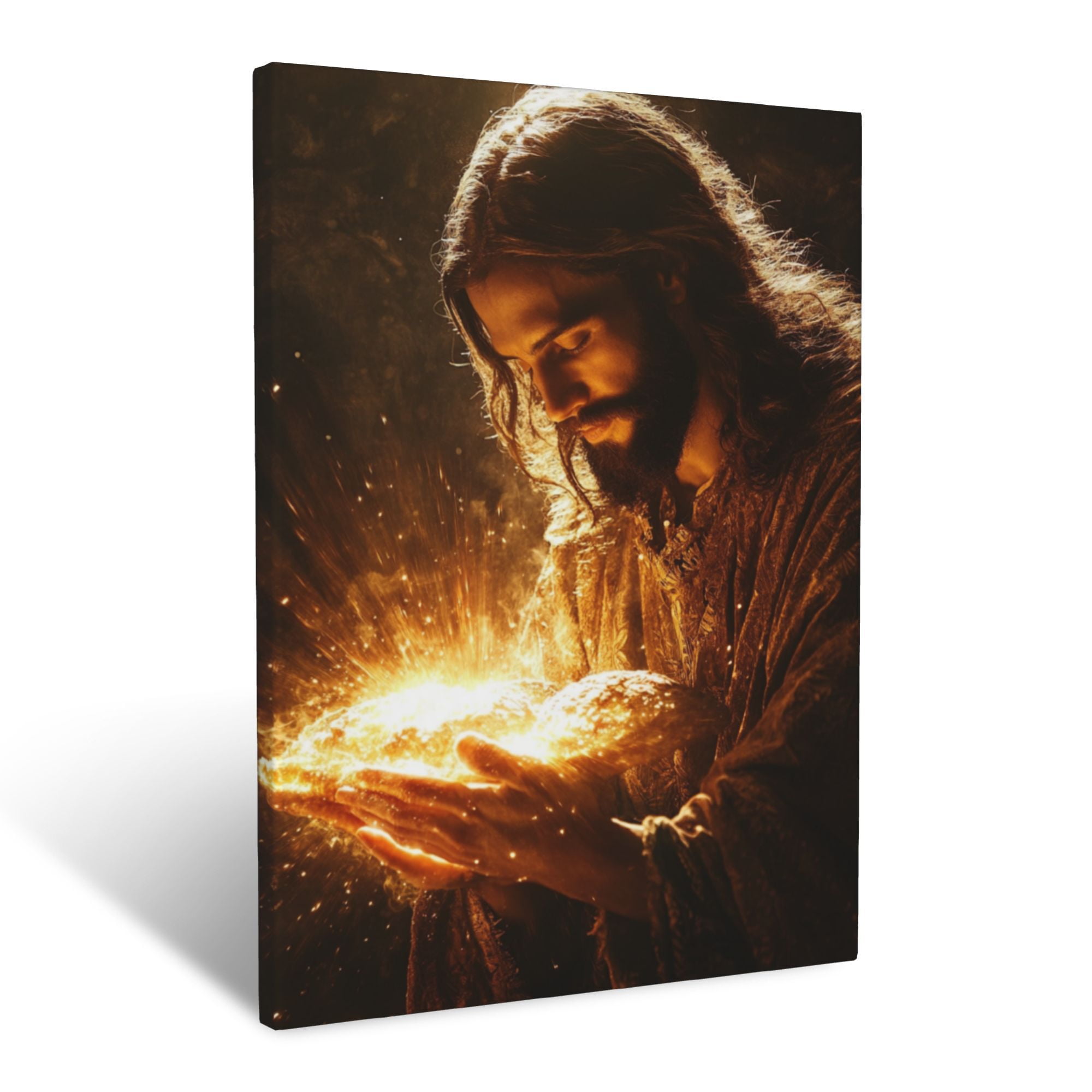 CozyNet Jesus Blessing Bread With Glowing Hands Sacred Communion ...