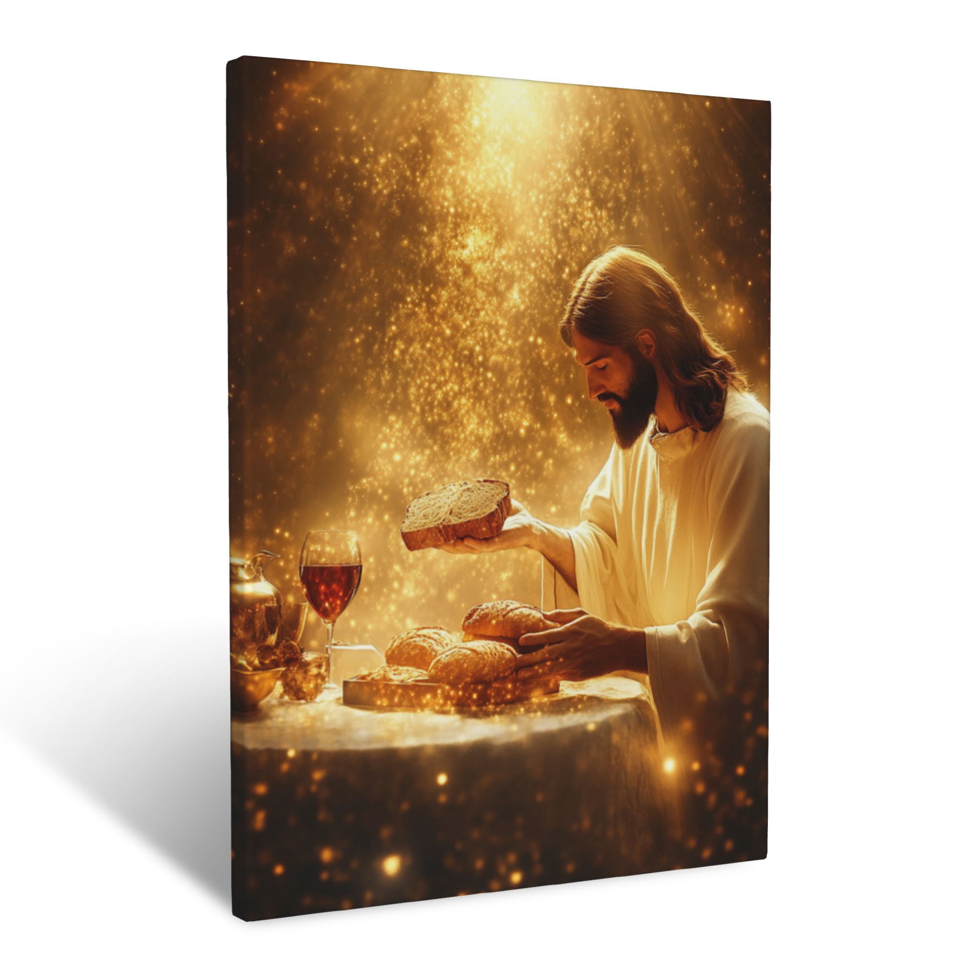 CozyNet Jesus Blessing Bread And Wine On A Glowing Table Surrounded By ...