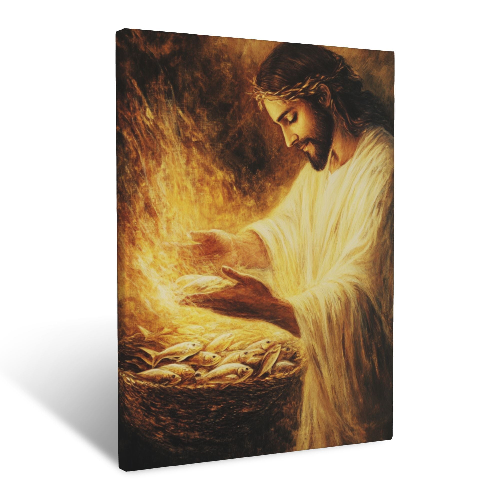 CozyNet Jesus Blessing Loaves And Fishes Glowing Warmth & Divine ...