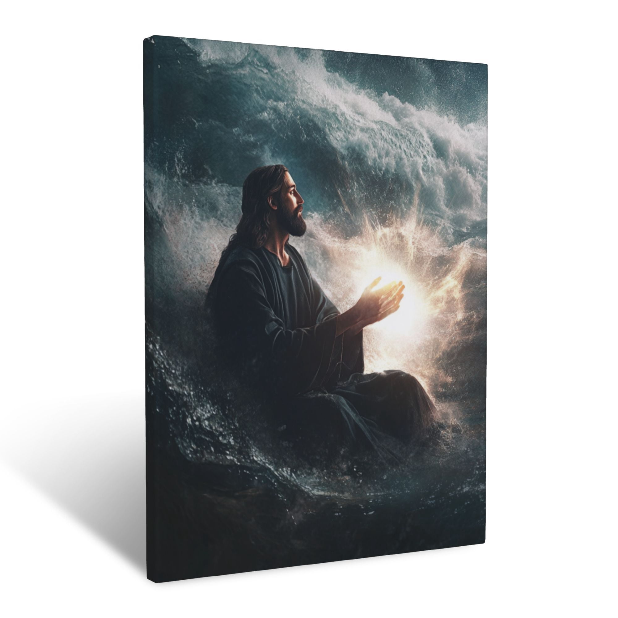 CozyNet Jesus Calming A Storm With Glowing Light Emanating From His ...