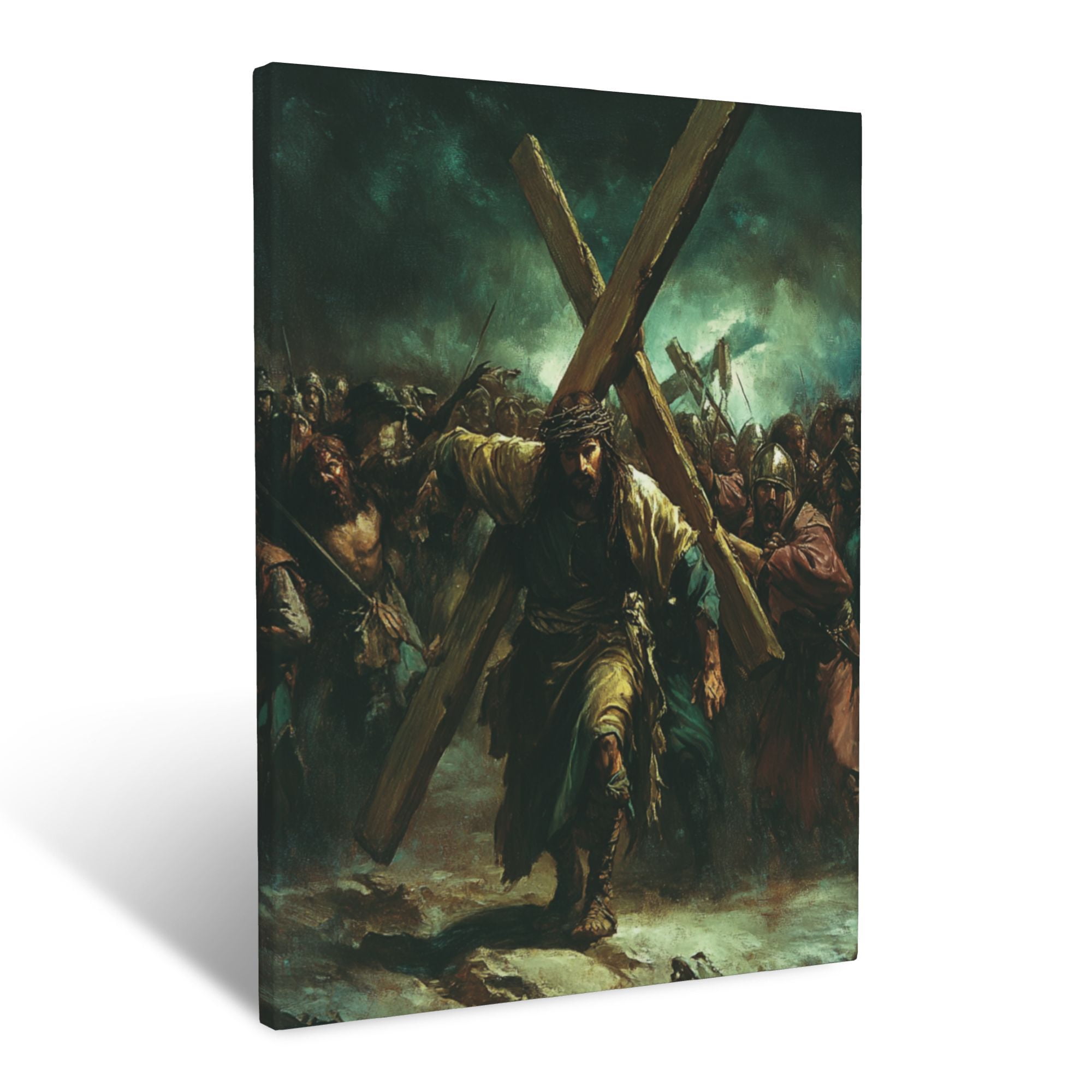 CozyNet Jesus Carrying The Cross Up The Hill Of Calvary Under A Solemn ...