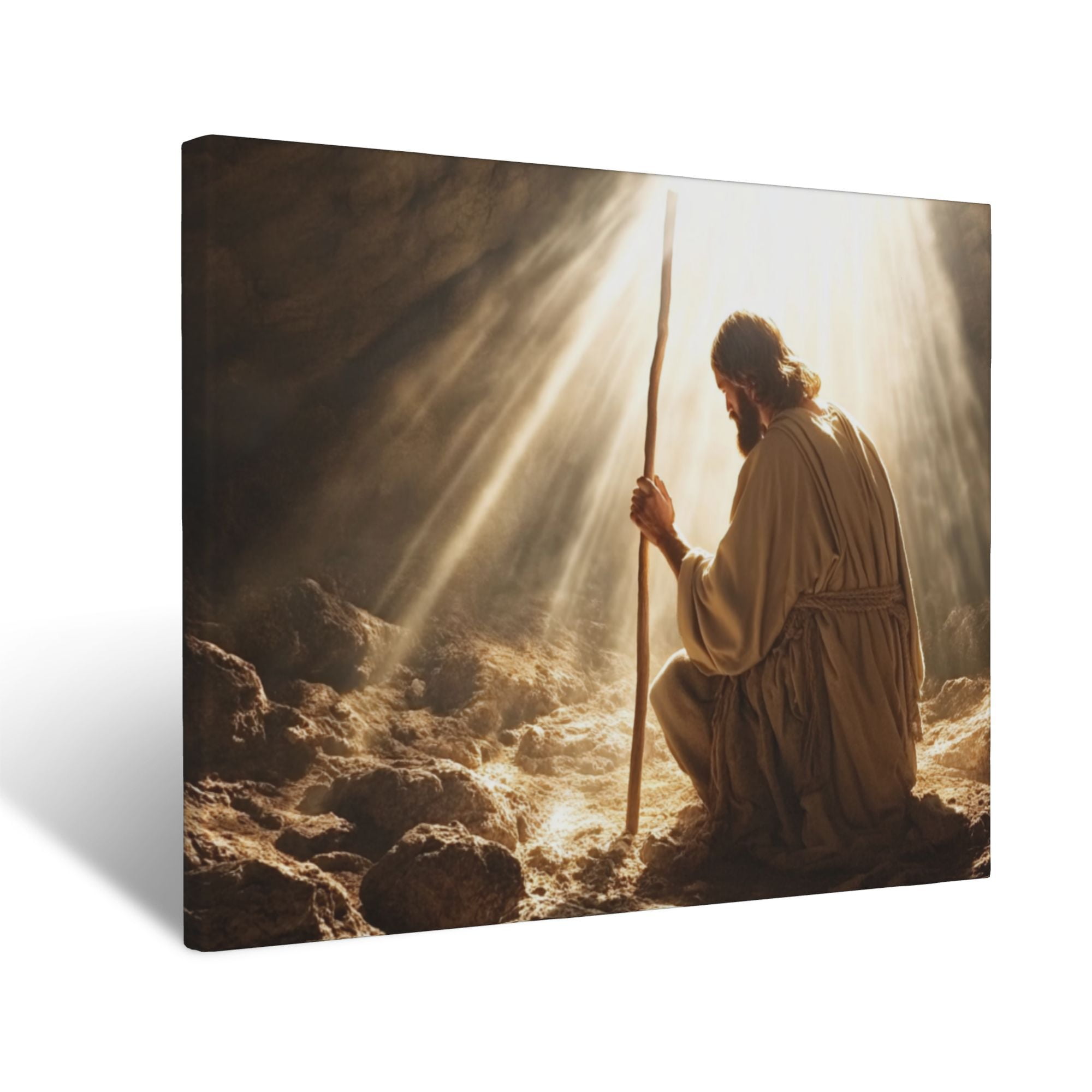 CozyNet Jesus Glowing As He Kneels In Prayer Beside A Radiant Shepherd ...