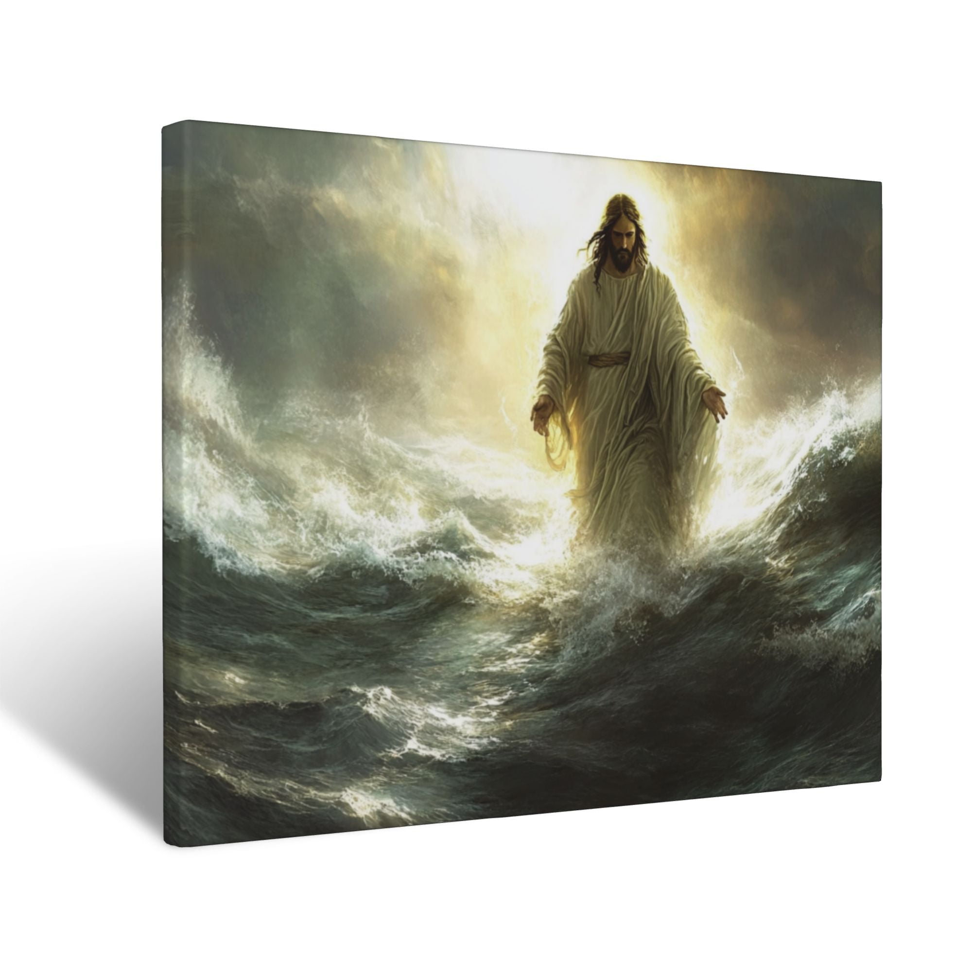 CozyNet Jesus Glowing With Holy Light, Walking Through A Stormy Sea And ...