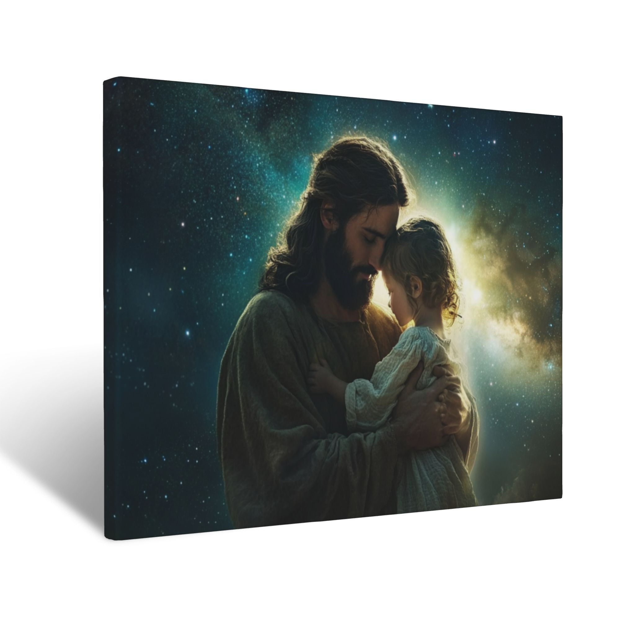 CozyNet Jesus Glowing As He Hugs A Radiant Child Under Starlight Tender ...