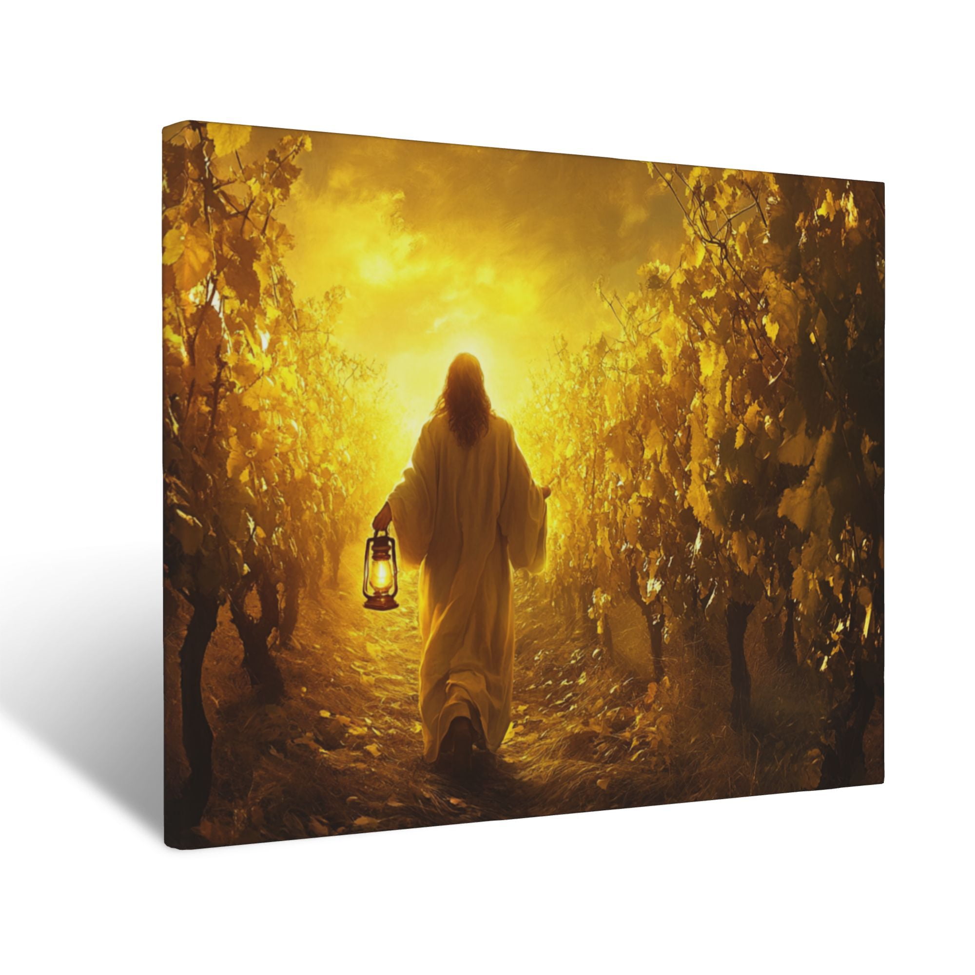 CozyNet Jesus Glowing With A Lantern In Hand, Walking Through A Golden ...