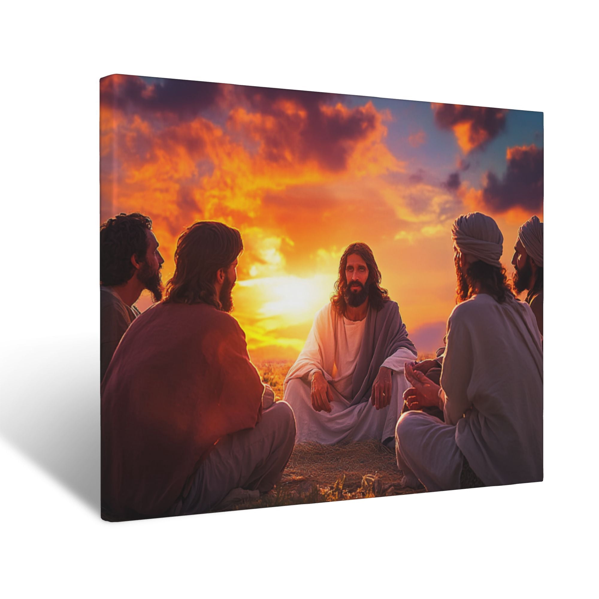 CozyNet Jesus Glowing With Holy Light, Seated Among Disciples Under A ...