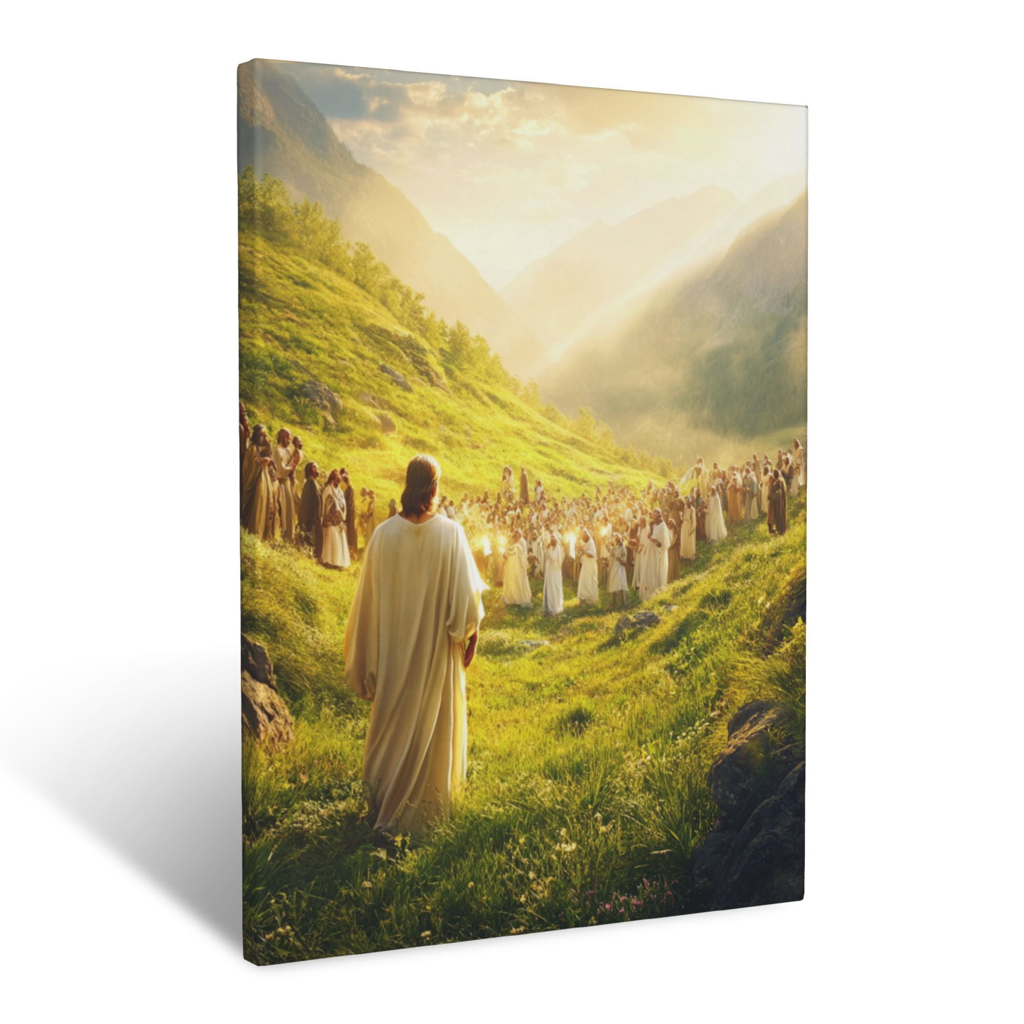 CozyNet Jesus Healing A Glowing Crowd Under Soft Sunlight In A Green ...