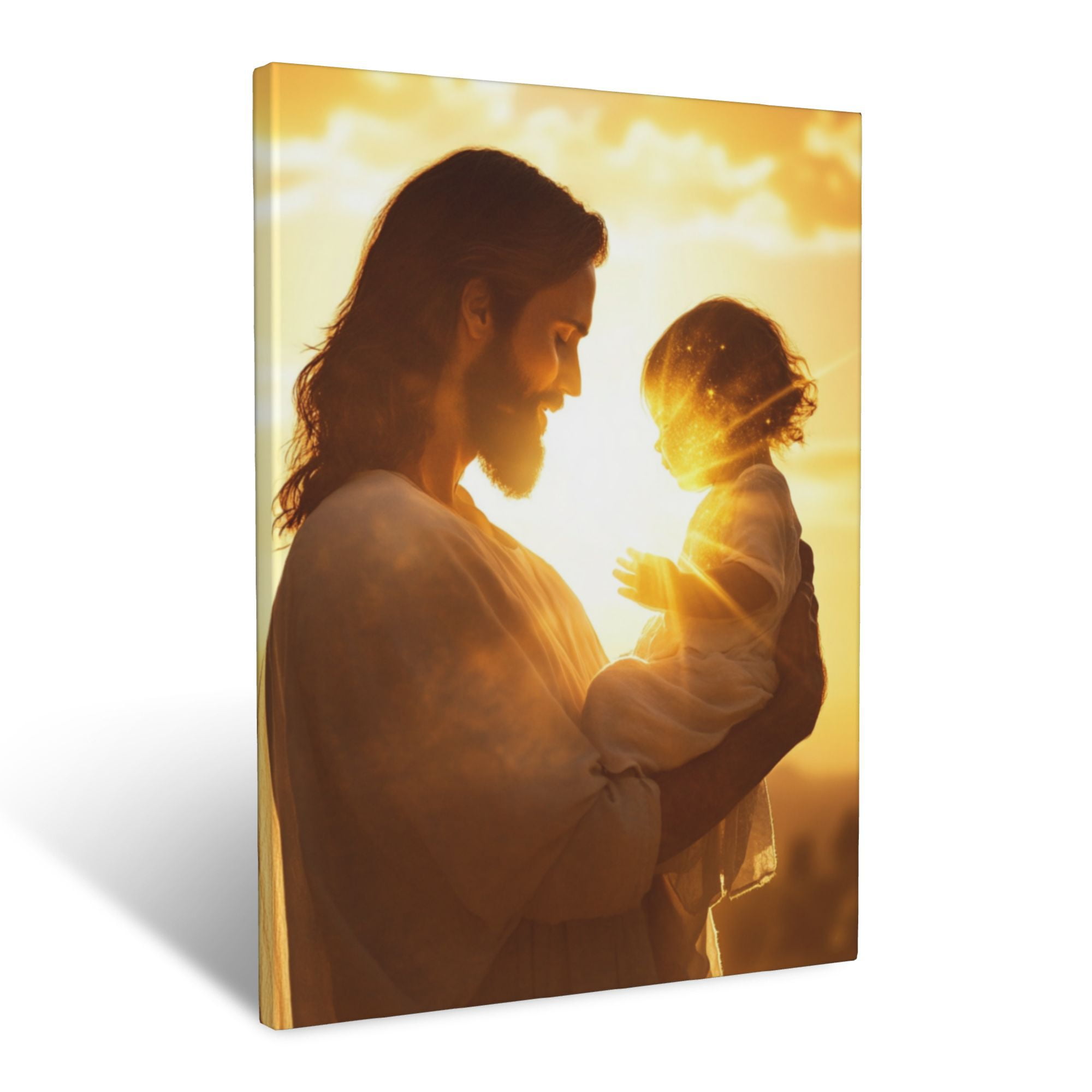 CozyNet Jesus Holding A Glowing Child In His Arms, Standing Peacefully ...