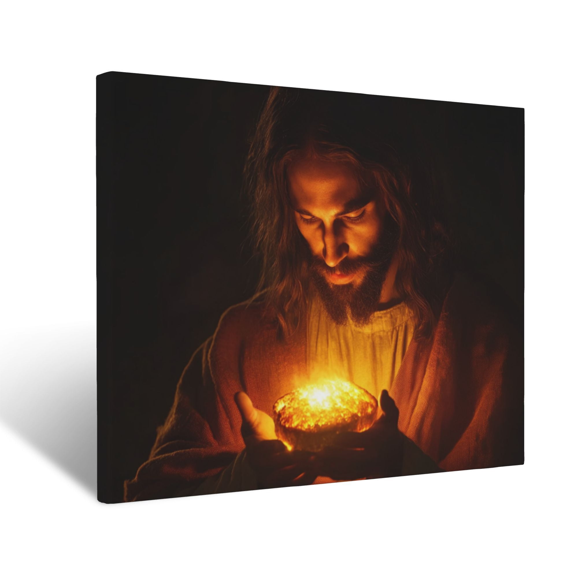 CozyNet Jesus Holding Glowing Bread And Wine, Symbolizing Holy ...