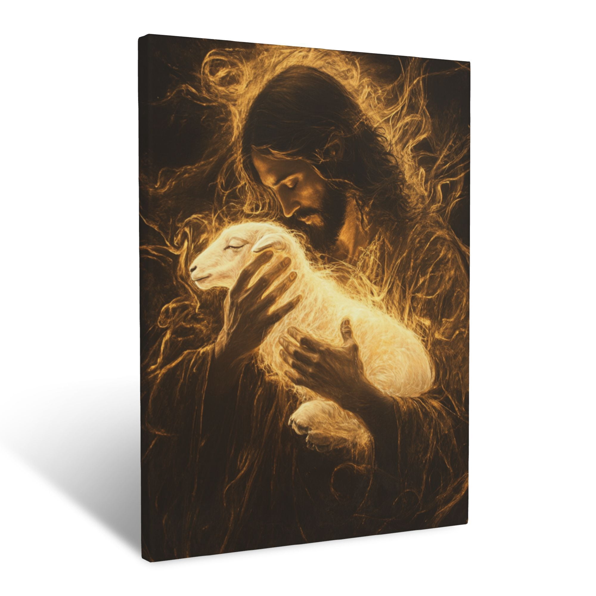 CozyNet Jesus Lifting A Glowing Lamb In His Arms A Tender Moment ...