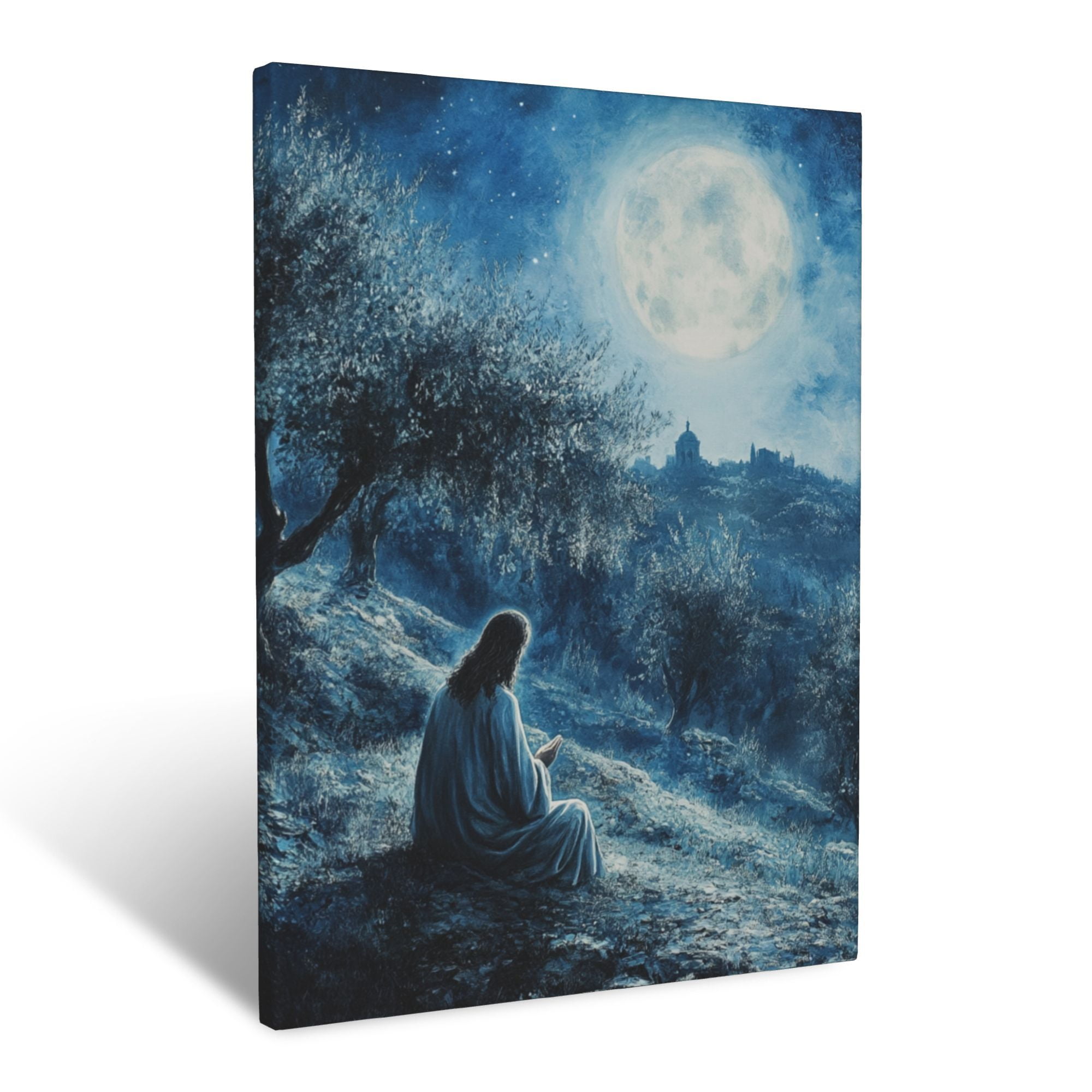 CozyNet Jesus Praying In A Glowing Garden Of Olive Trees Under ...