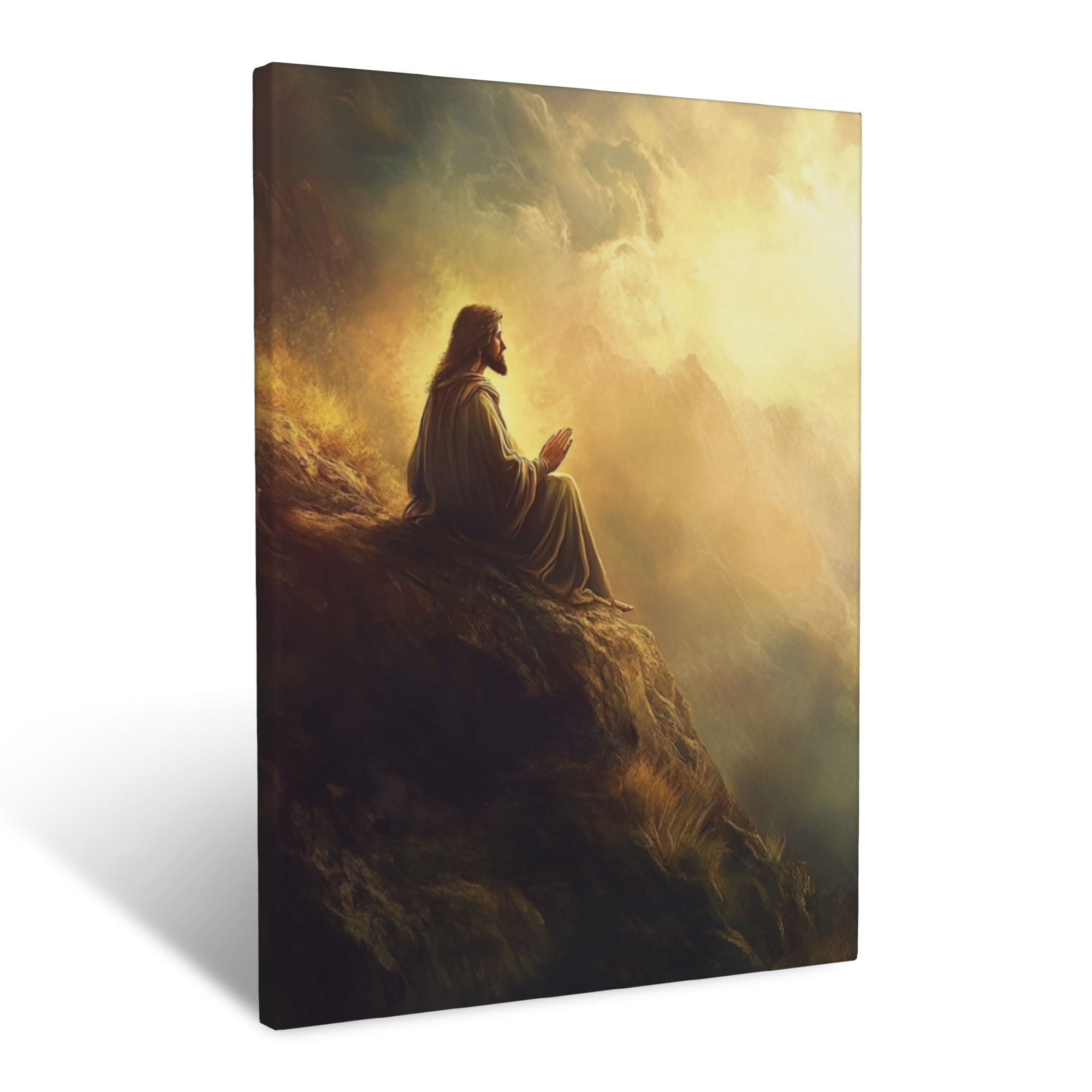 CozyNet Jesus Praying On A Mountaintop Glowing Light & Sacred ...