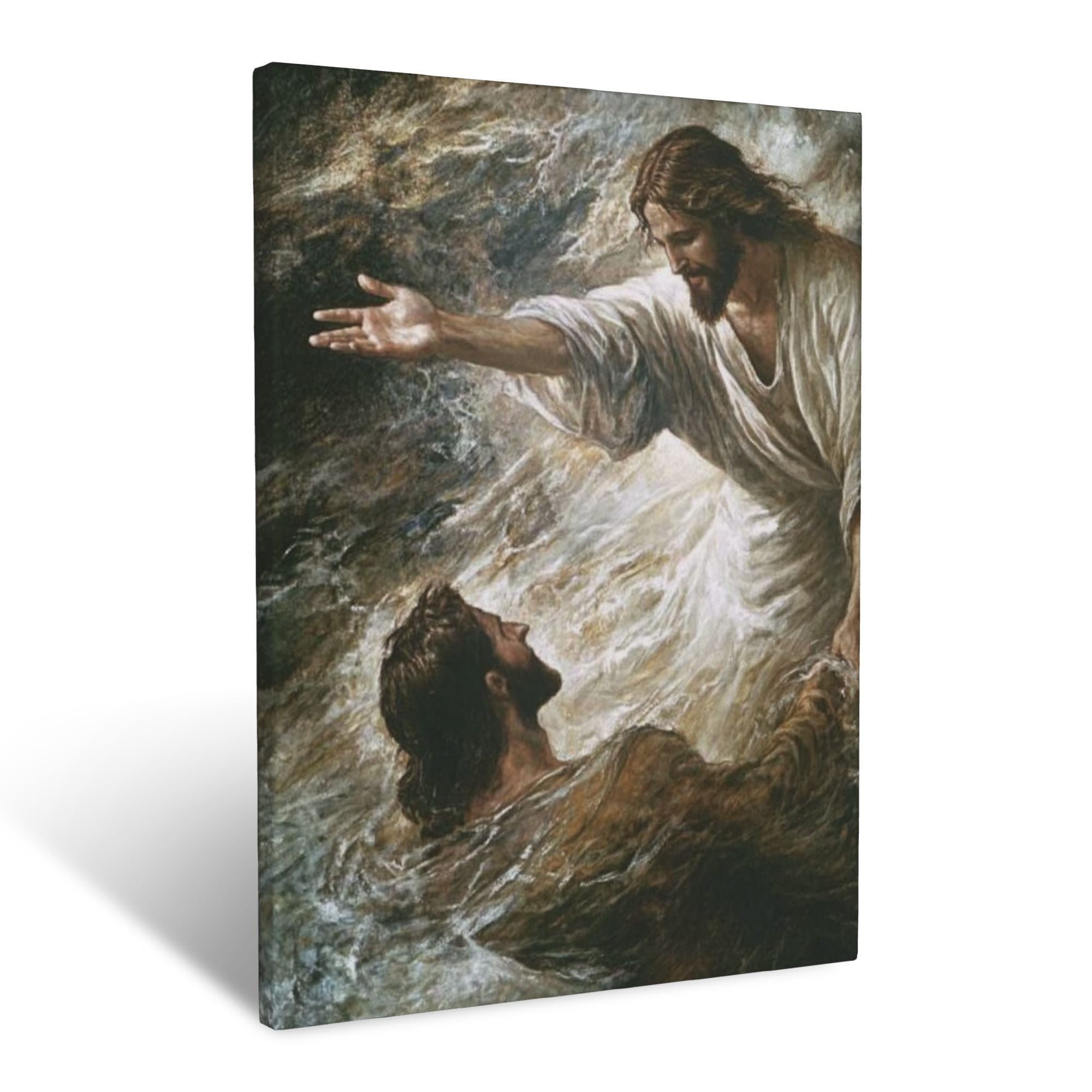 CozyNet Jesus Reaching Out His Hand To Save A Drowning Man From Stormy ...