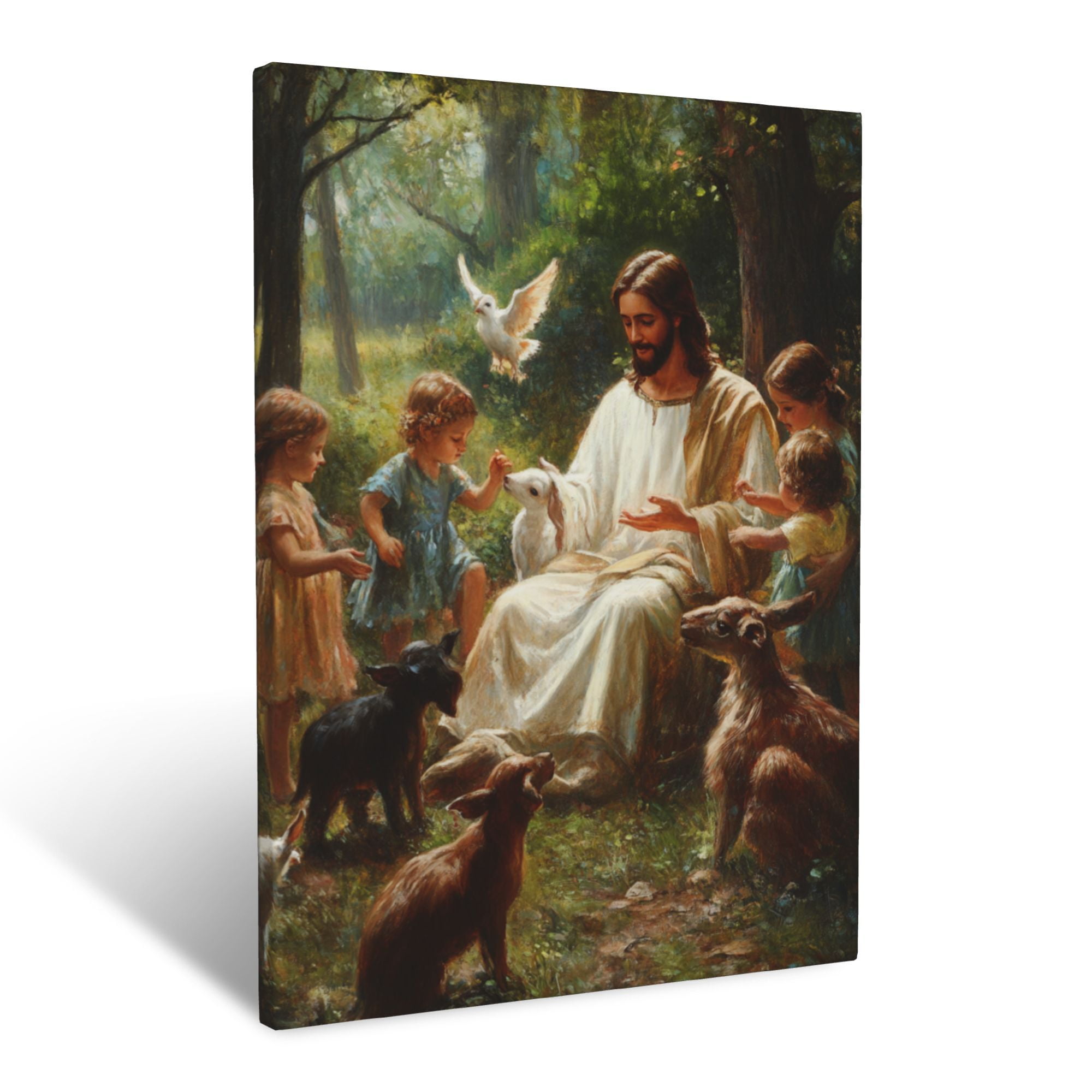 CozyNet Jesus Seated Among Children And Animals Glowing Peaceful ...