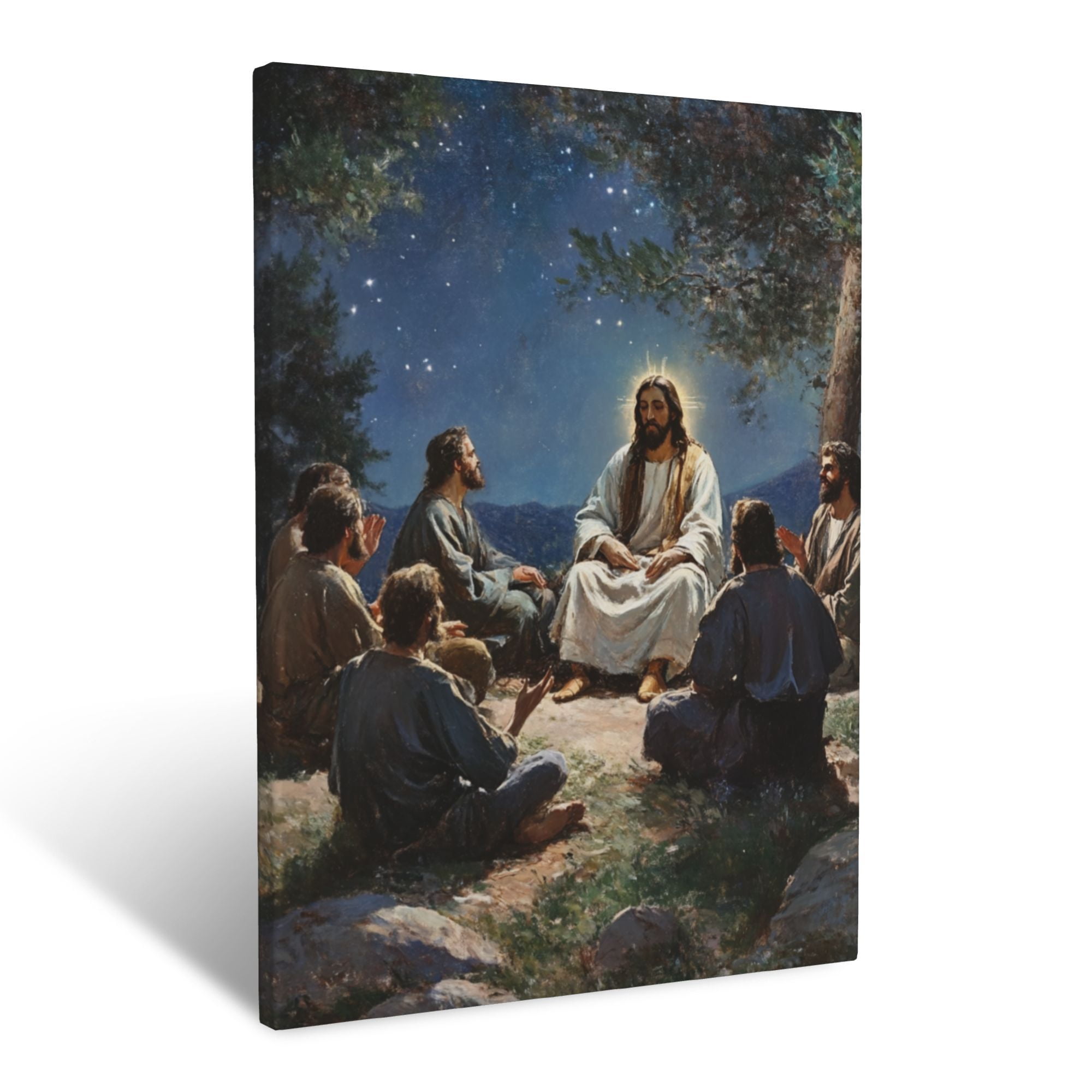 CozyNet Jesus Seated With Glowing Disciples On A Hillside Serene Wisdom ...