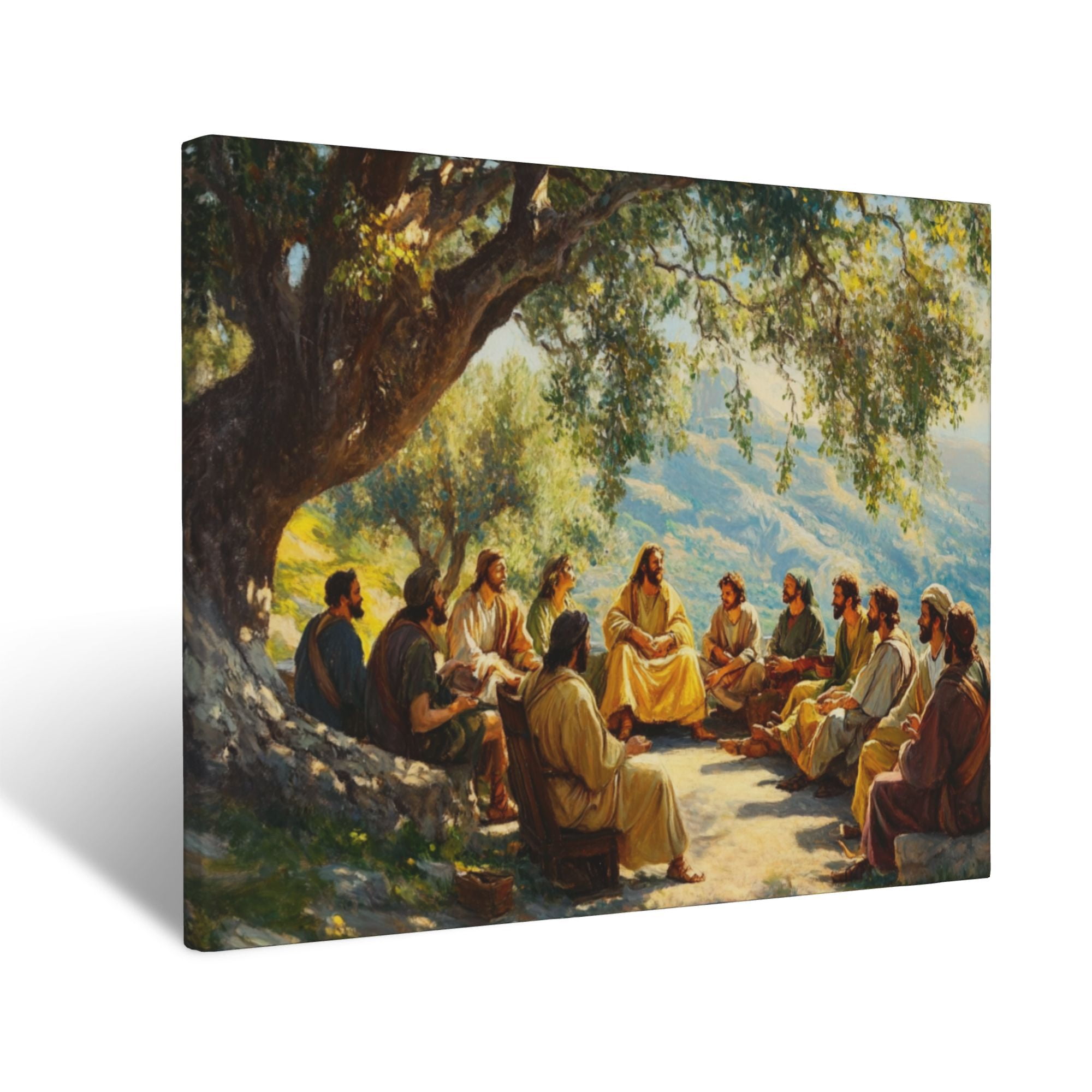 CozyNet Jesus Seated With Glowing Disciples, Teaching Under The Shade ...
