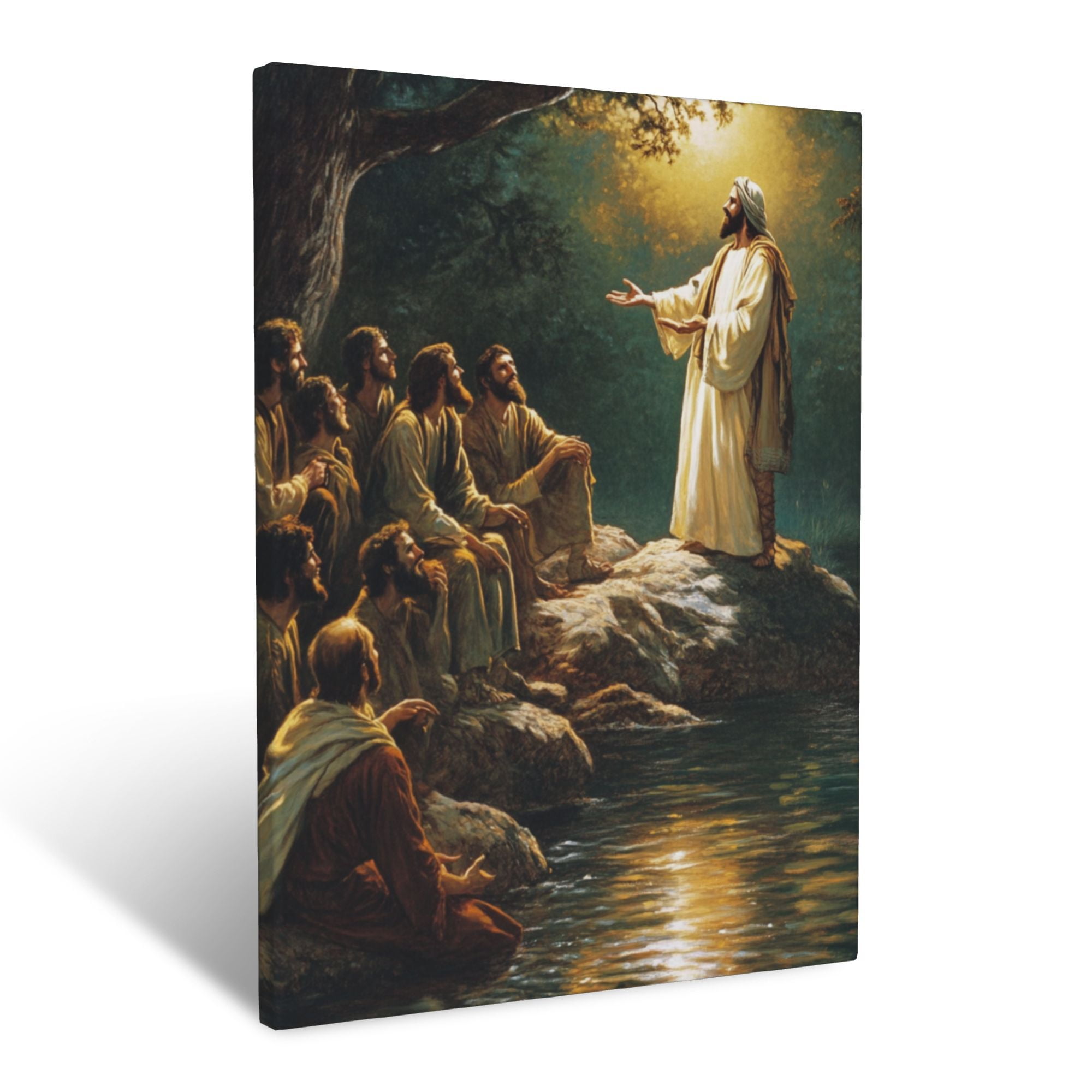 CozyNet Jesus Standing Beside A Glowing Lake Teaching His Disciples ...