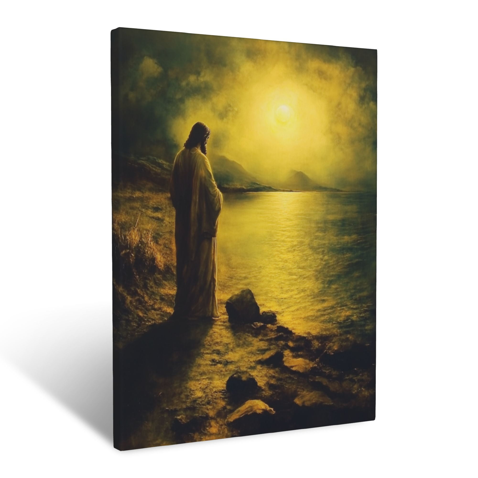 CozyNet Jesus Standing By A Glowing Tranquil Sea A Serene Figure ...