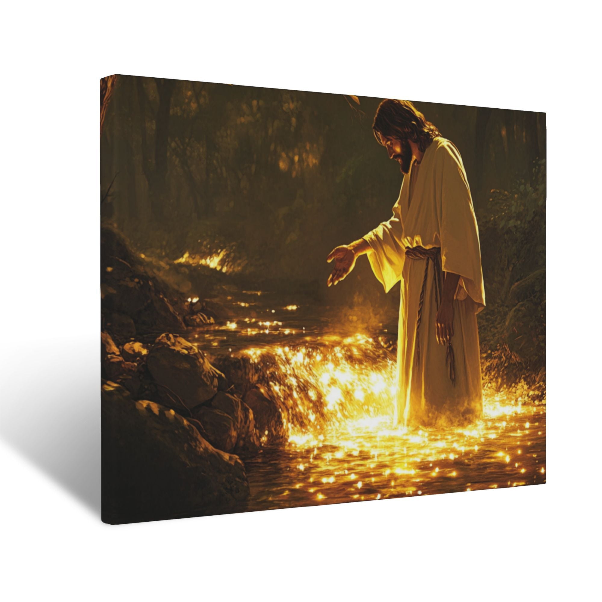 CozyNet Jesus Standing By A Glowing Stream, Holding Out His Hand To ...