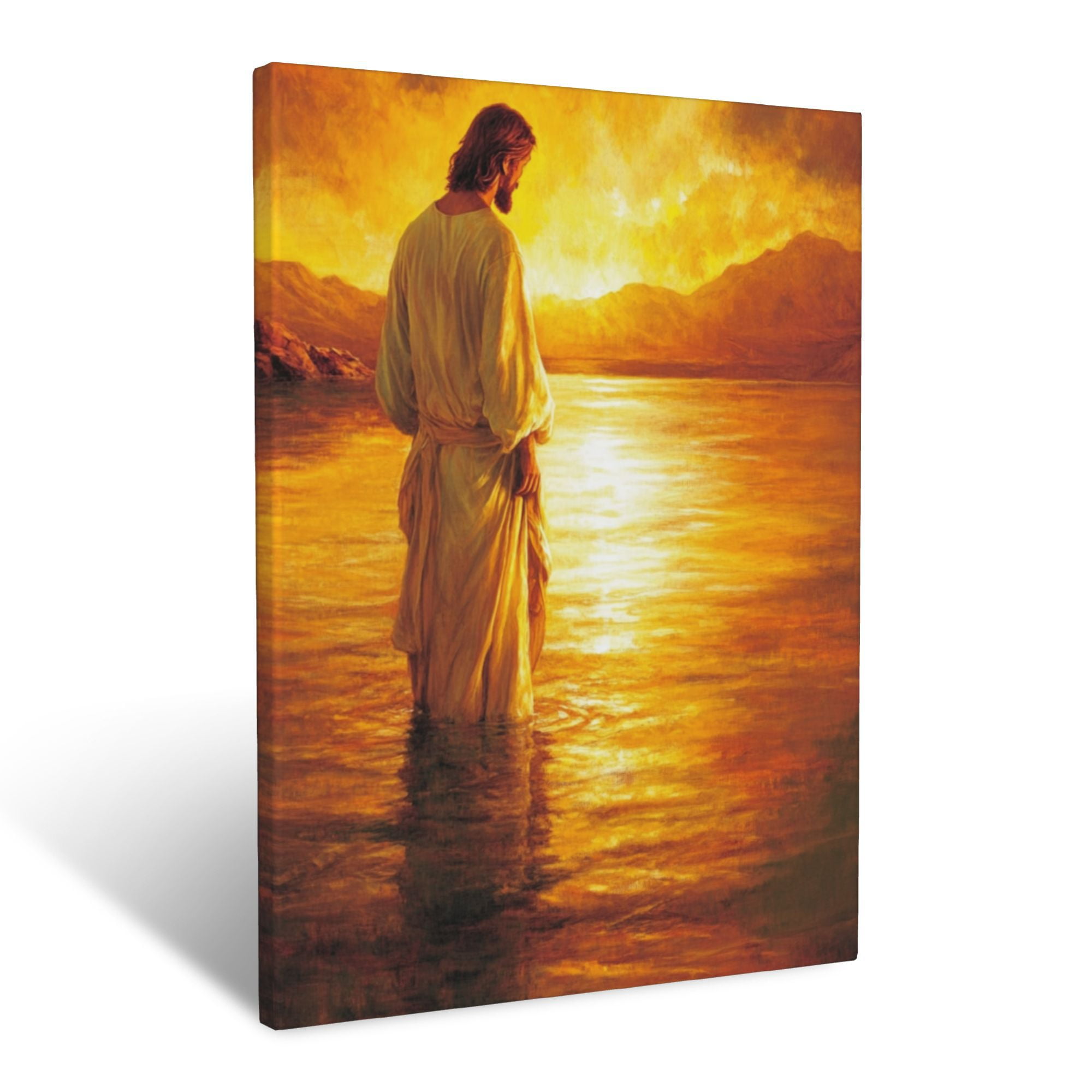 CozyNet Jesus Standing In The Sea Of Galilee, Glowing Reflection ...
