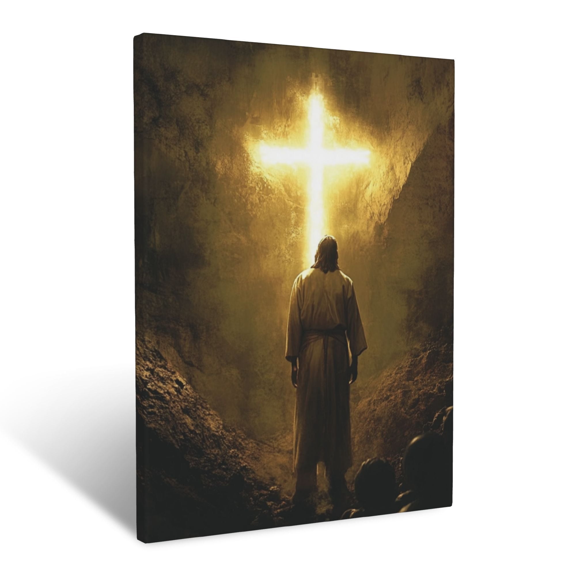 CozyNet Jesus Standing Under A Glowing Cross A Moment Of Devotion ...