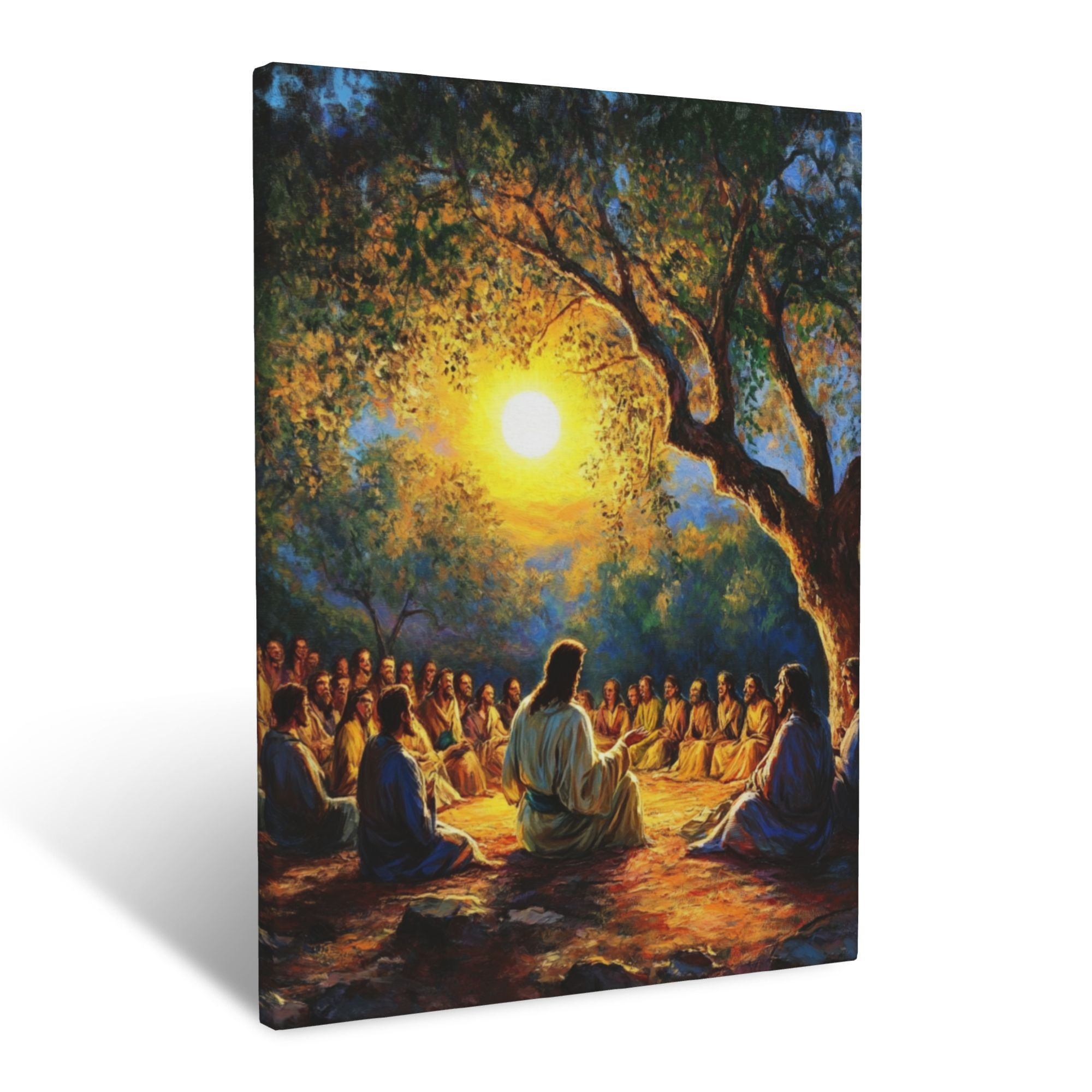 CozyNet Jesus Teaching A Glowing Crowd Of Followers Under Olive Trees ...