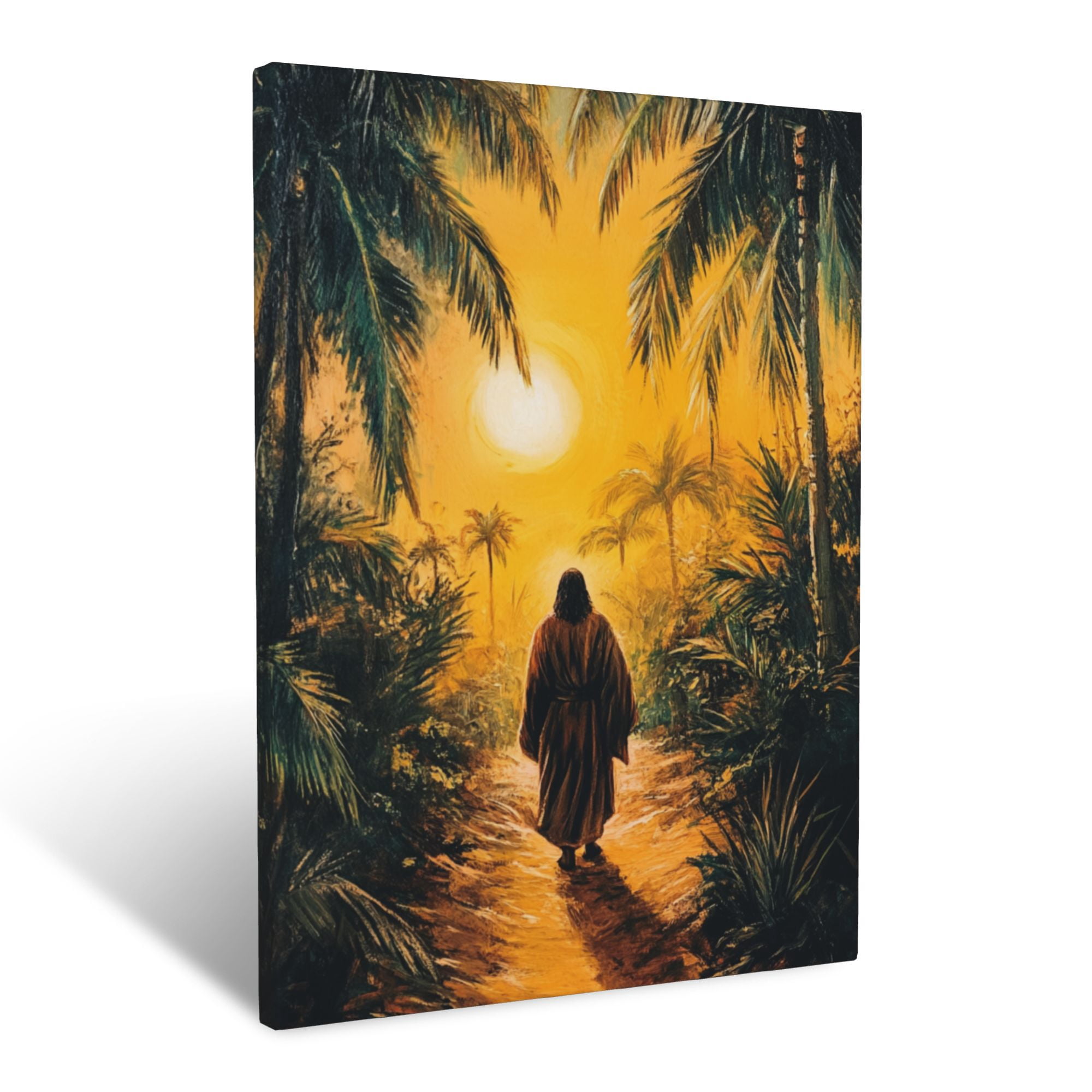 CozyNet Jesus Walking Among Palm Trees Serene Evening In Symbolic Holy ...