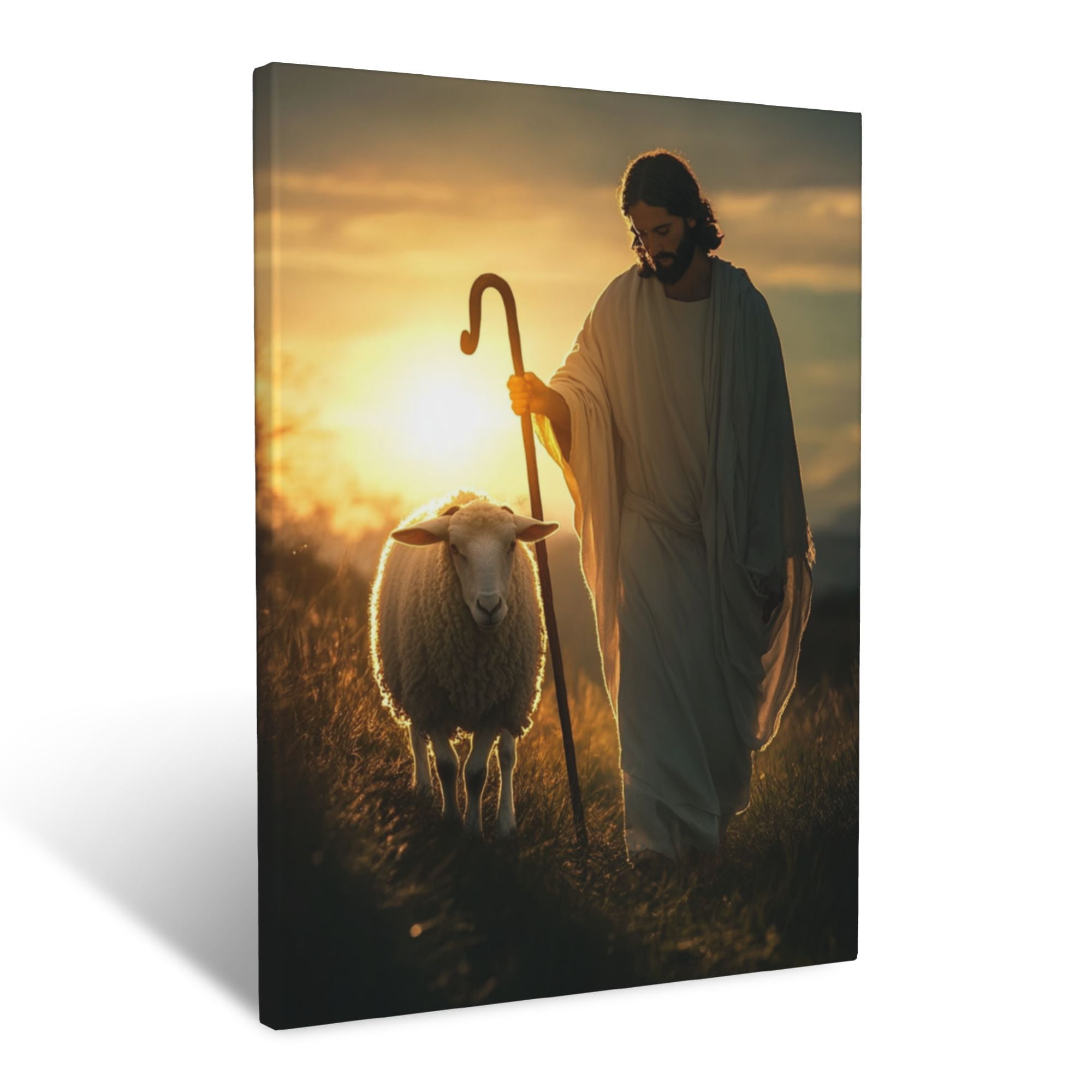 CozyNet Jesus Walking Beside A Glowing Shepherd Staff Glowing Softly ...