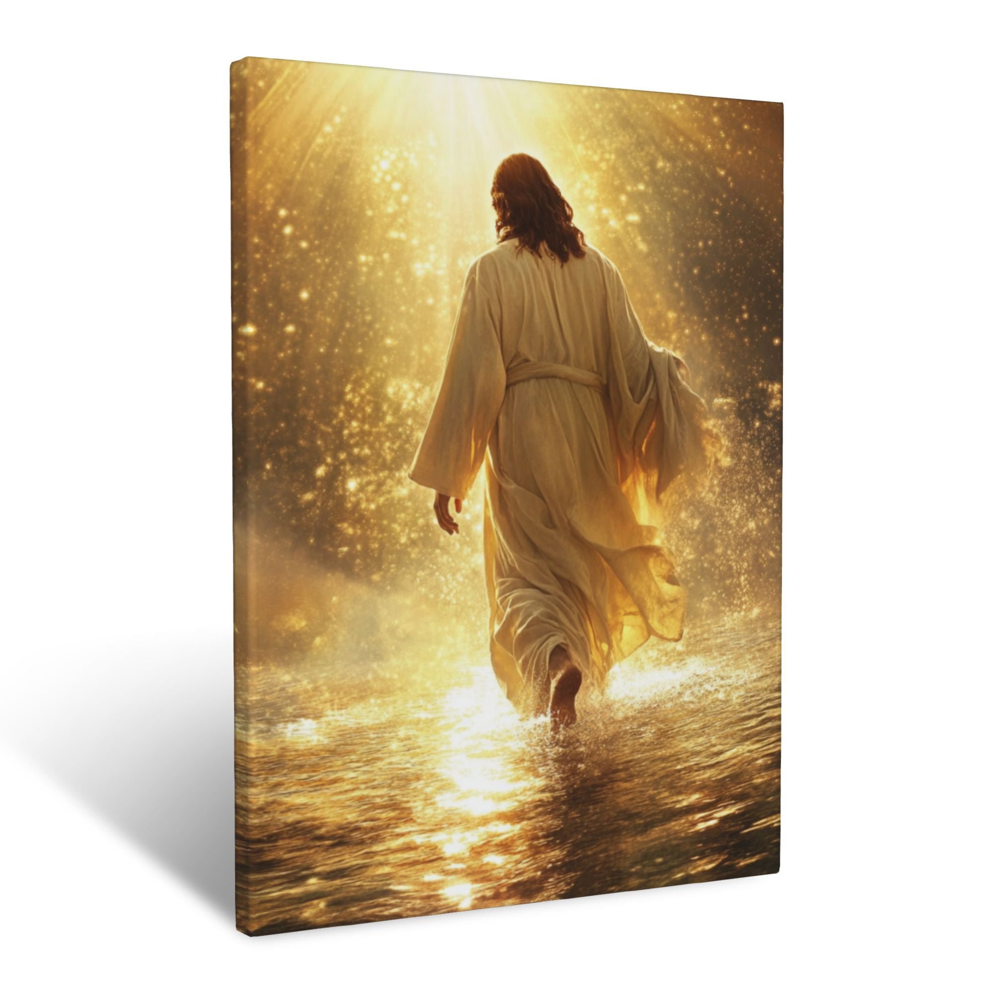 CozyNet Jesus Walking On Glowing Waters Surrounded By Soft Golden Beams ...