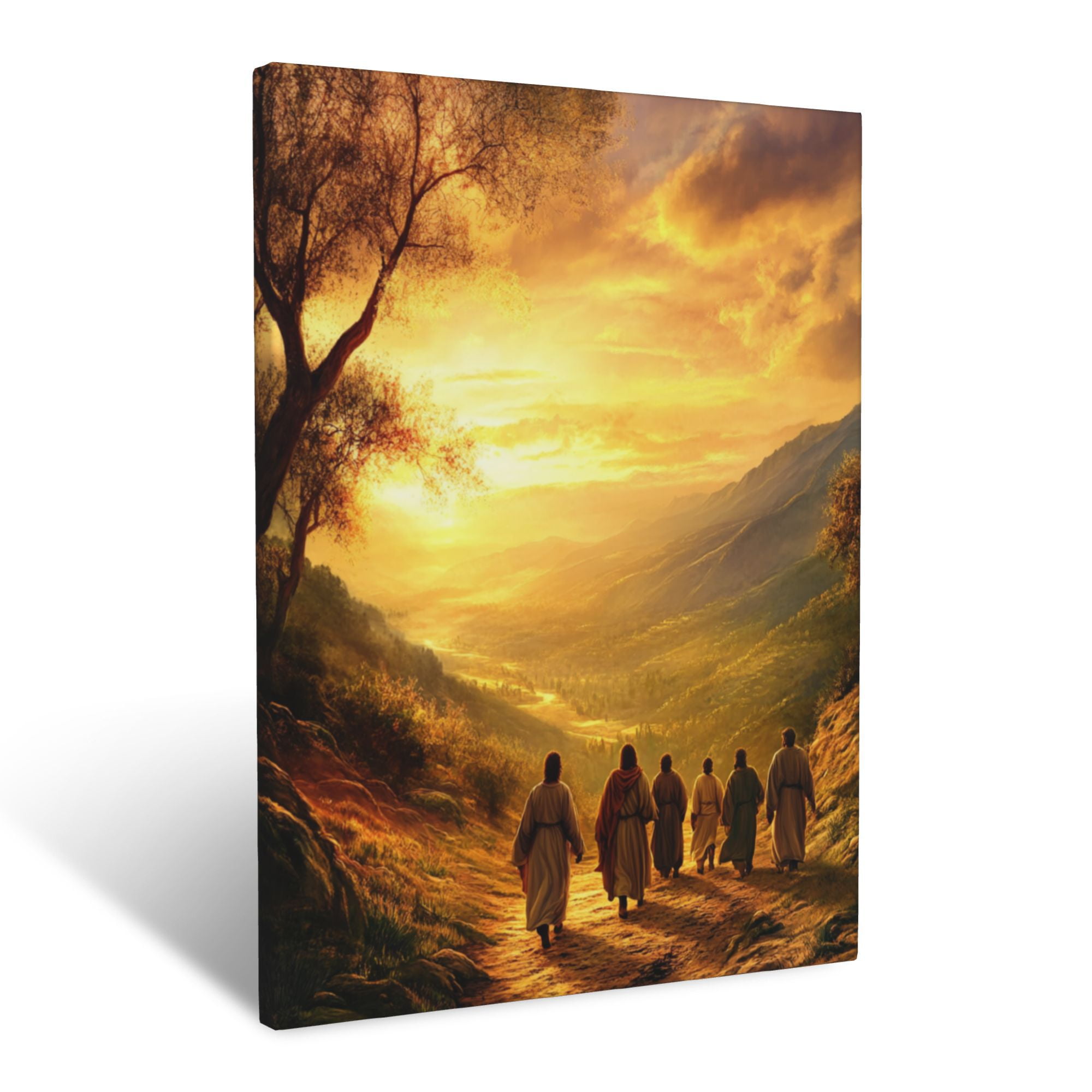 CozyNet Jesus Walking With Disciples Under A Glowing Sunrise In A ...